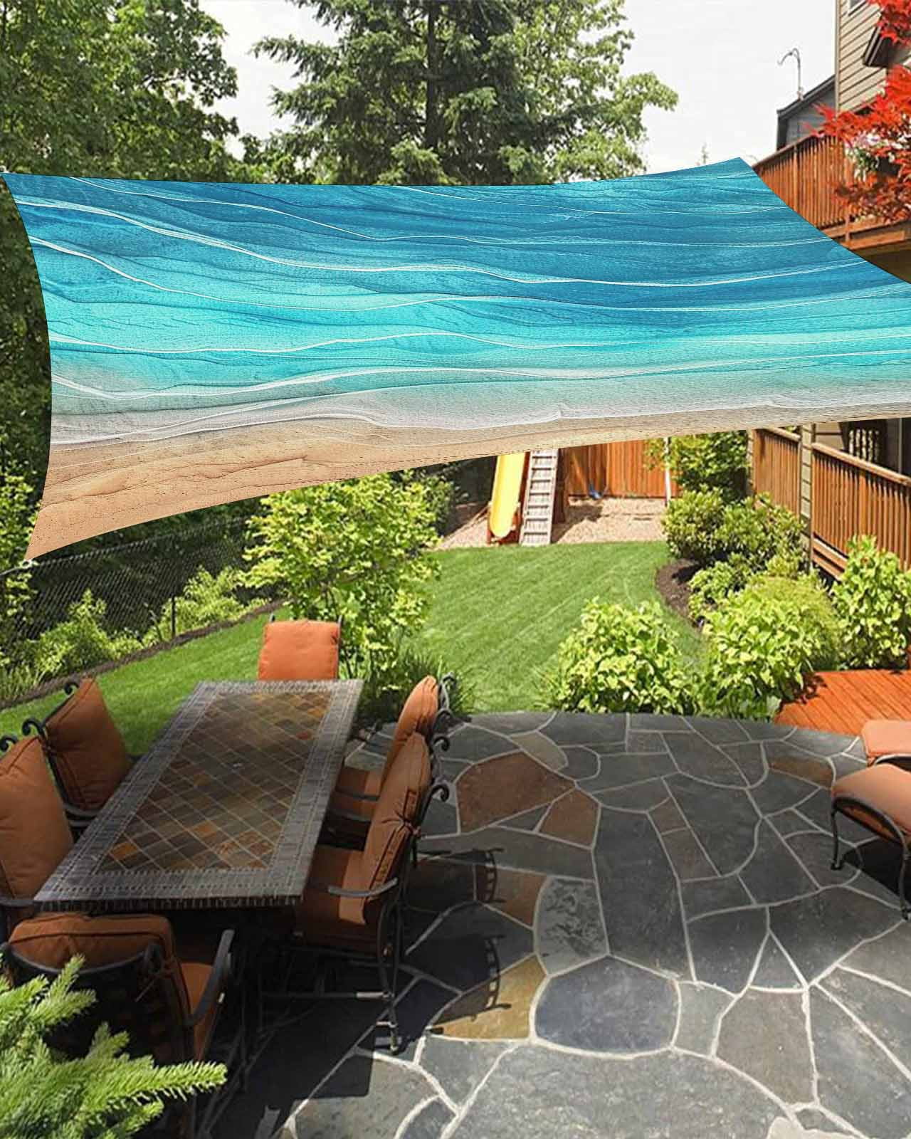 Sun Shade Sail 14x18Ft Turquoise Gradient Seaside Ocean Wave Ombre Uv ...