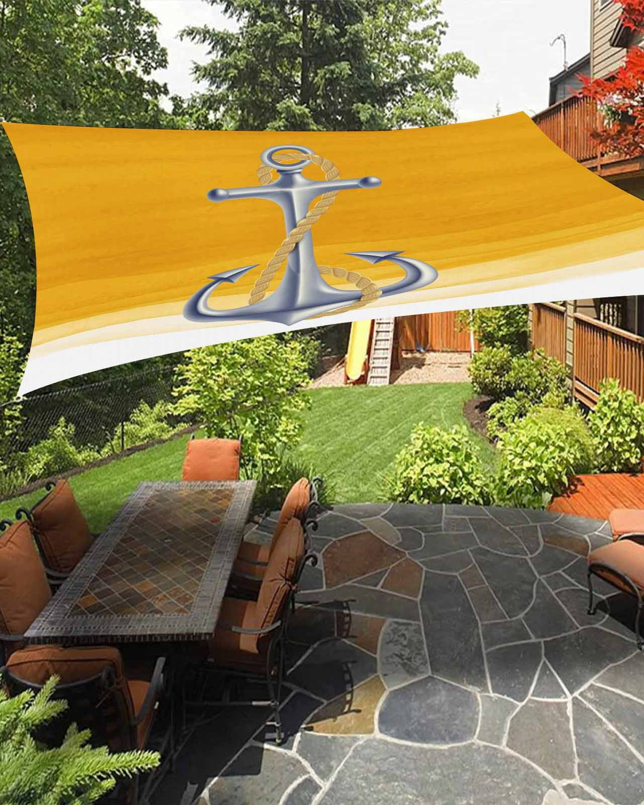 Sun Shade Sail 14x18Ft Watercolor Summer Ombre Yellow Ocean Anchor Uv ...