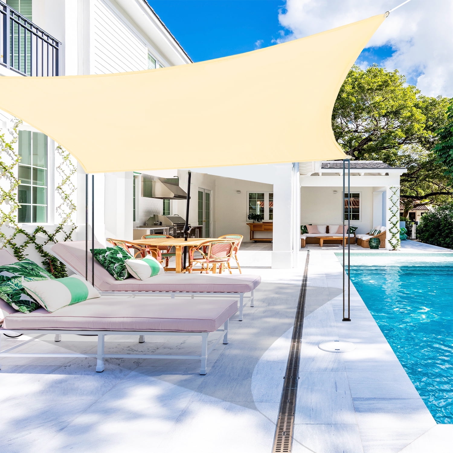 Y2Konexi Sun Shade Sail, Waterproof Rectangular 16.4FTx9.8FT 260GSM UV ...