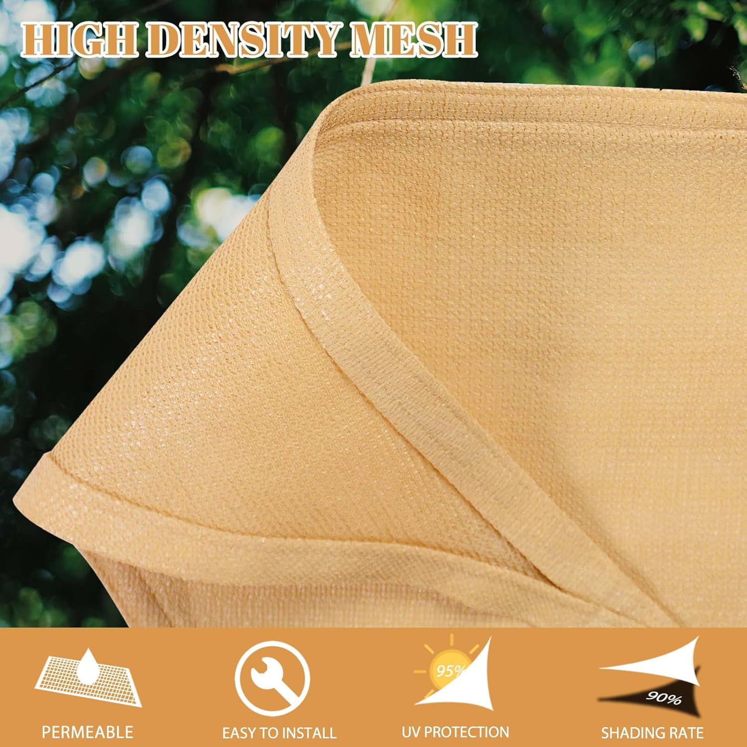 Sun Shade Sail 5X6X7.8 Ft Right Triangle For Patio Outdoor, Sand ...