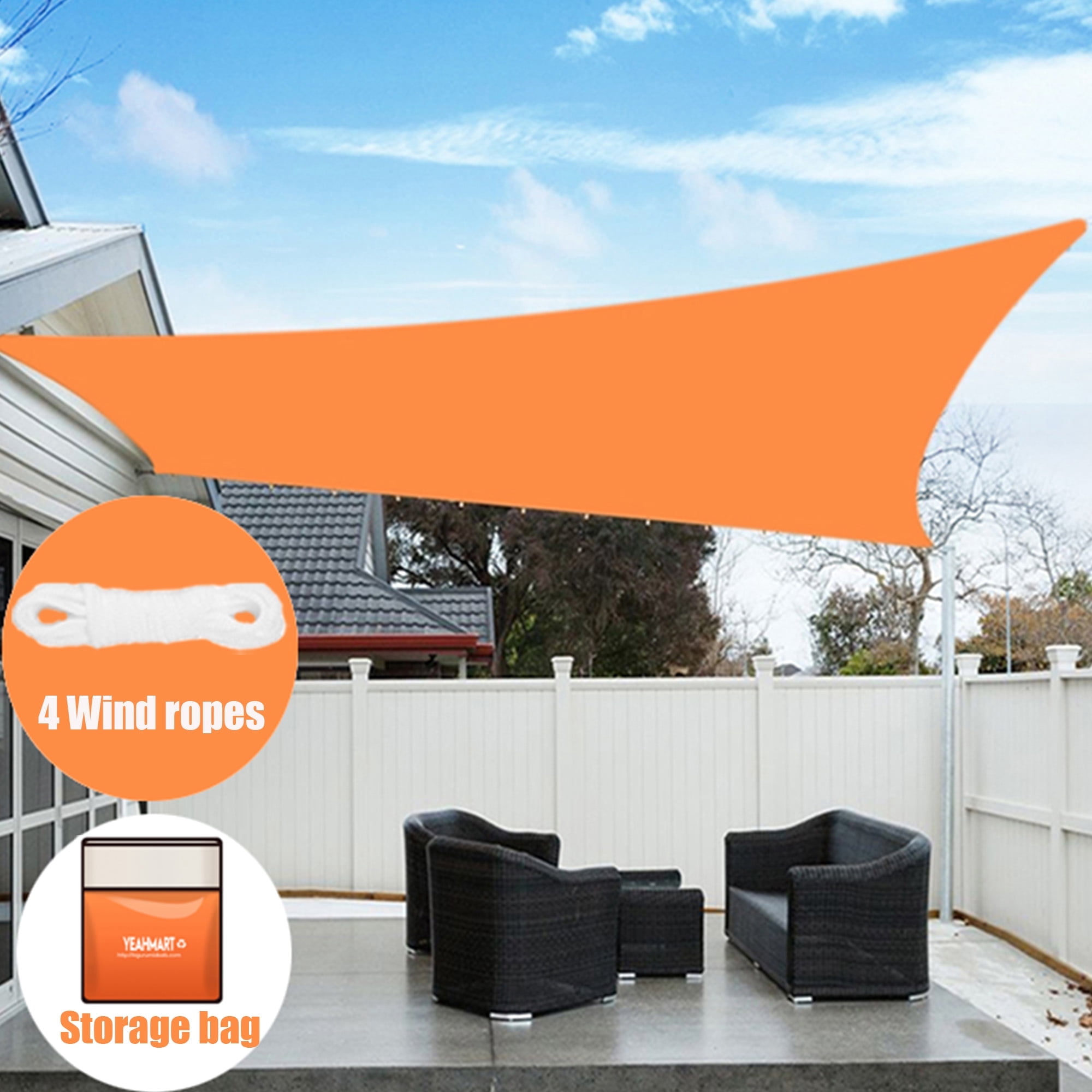 Sun Shade Sail 6.5'x10' Rectangular UV Protection Outdoor Waterproof ...