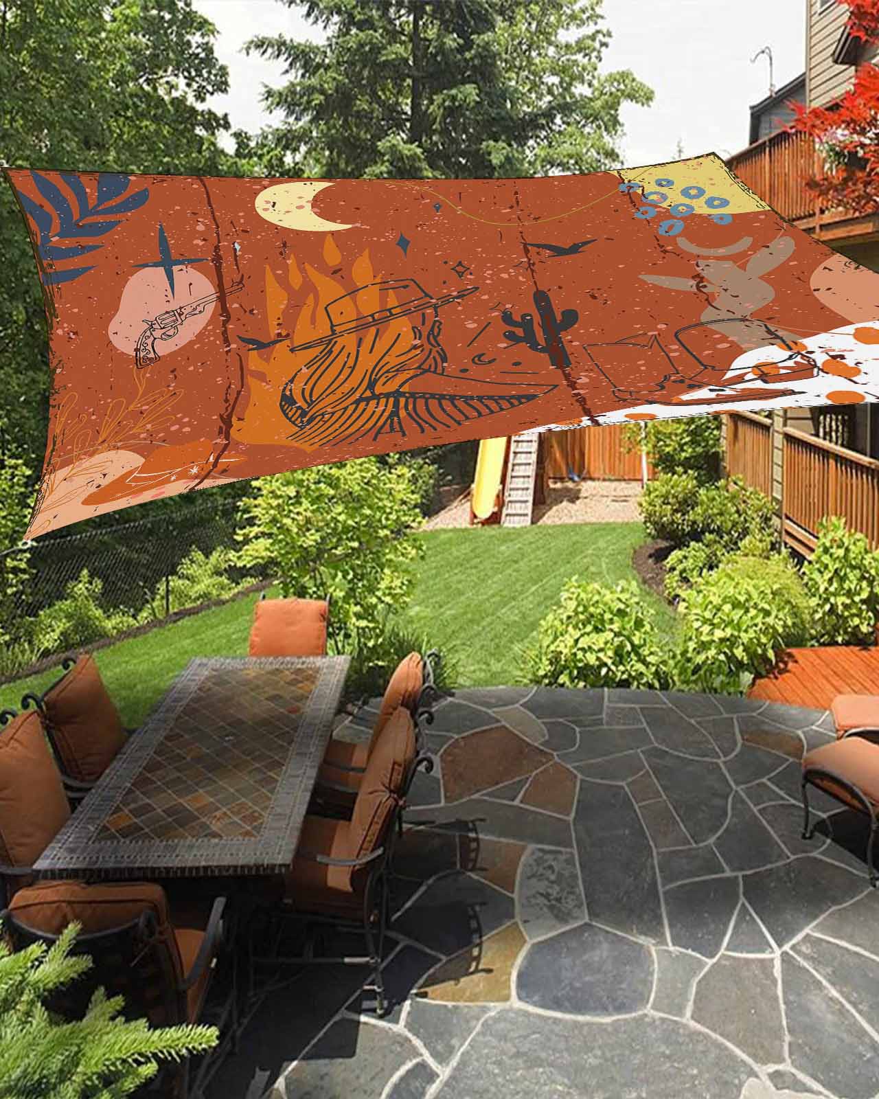 Sun Shade Sail 6.5x10Ft Bohemian Mottled Girl Painting Cowboy Boots ...