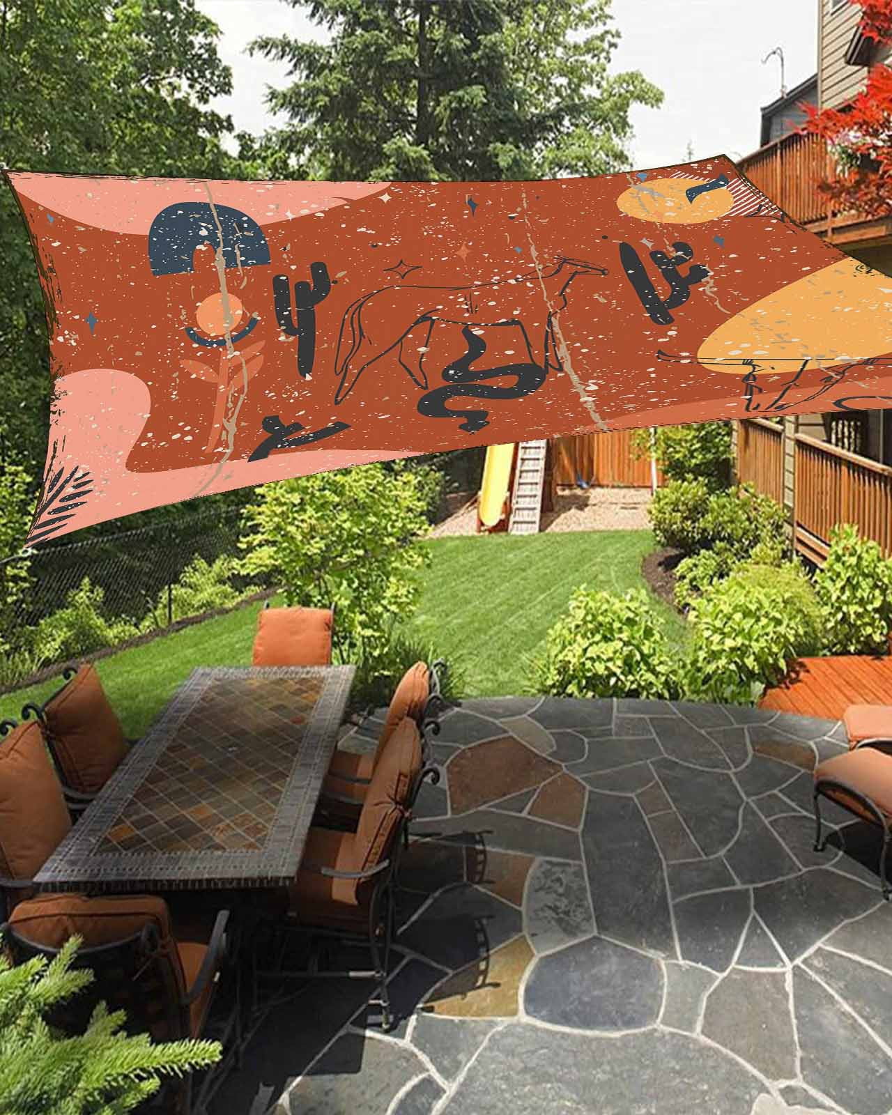 Sun Shade Sail 6.5x10Ft Bohemian Retro Cowboy Desert Cactus Guitar Uv ...