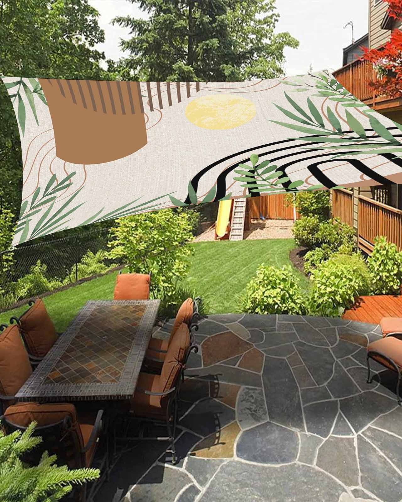 Sun Shade Sail 6.5x10Ft Boho Abstract Geometric Lines Gold Moon Plant ...