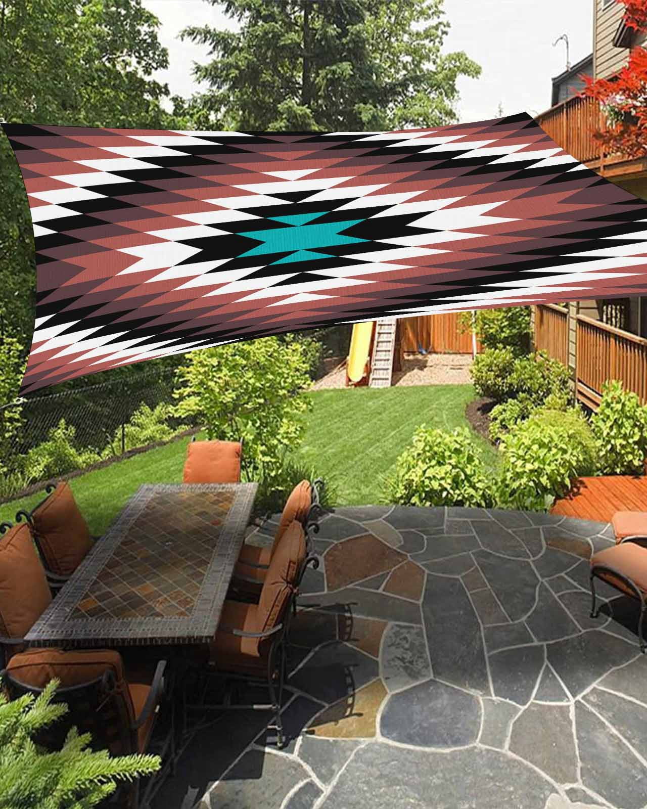 Sun Shade Sail 6.5x10Ft Boho Moroccan Brown Black White and Blue ...
