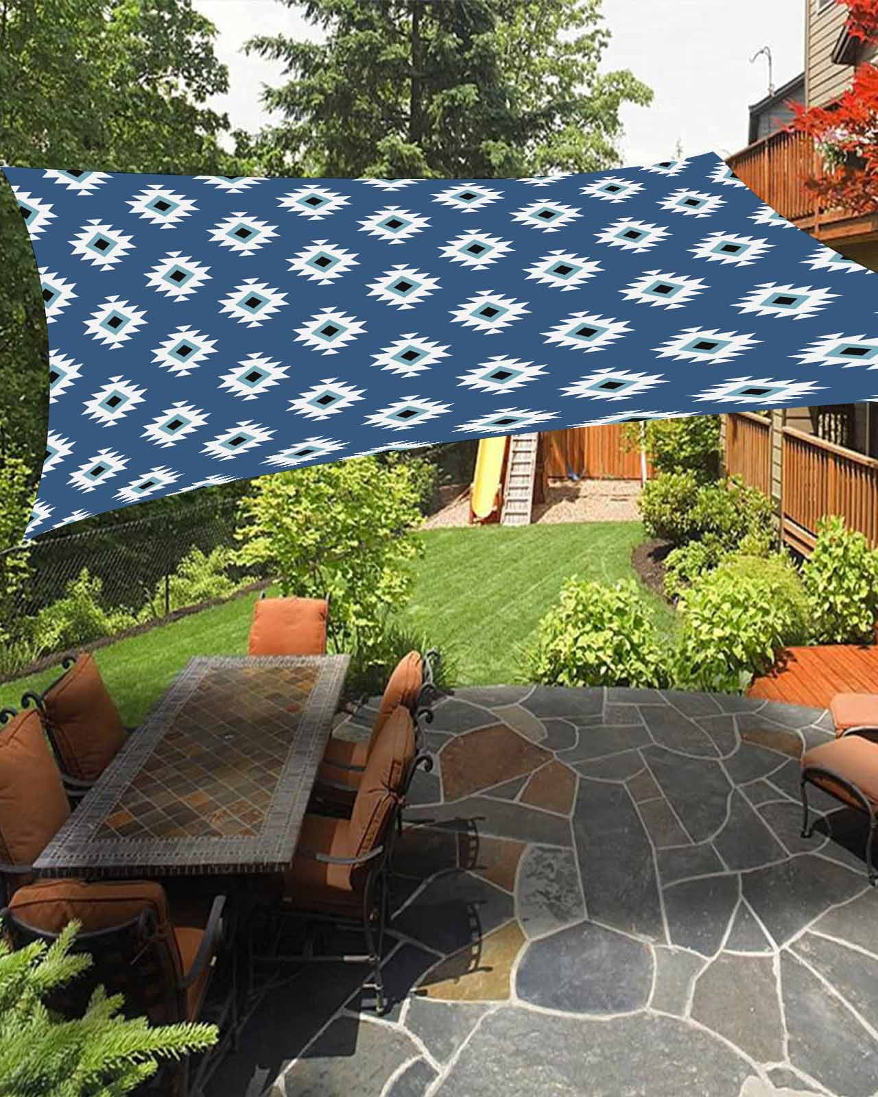 Sun Shade Sail 6.5x10Ft Boho Moroccan Geometric Blue Background Uv ...