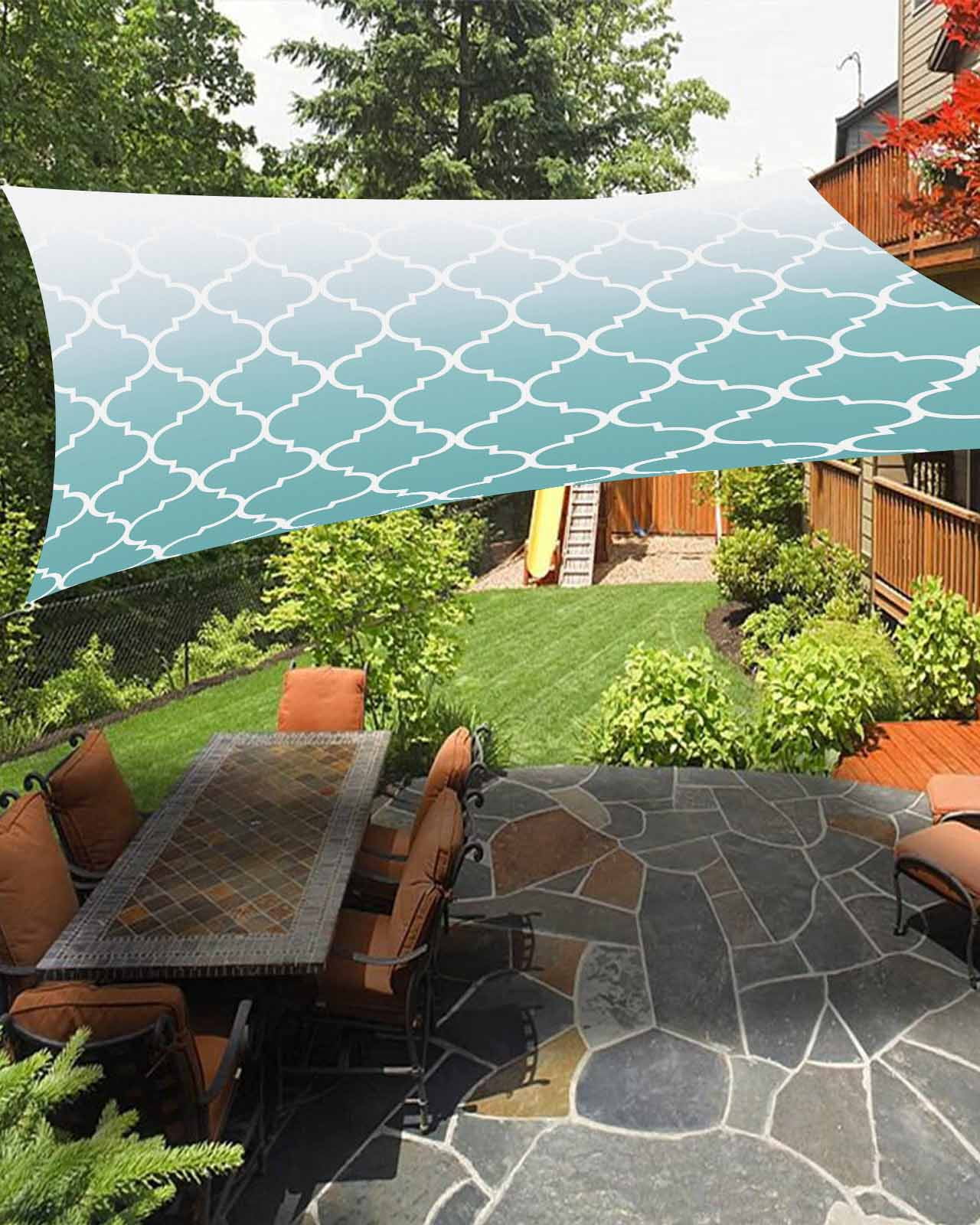 Sun Shade Sail 6.5x10Ft Cyan Turquoise Gradient Retro Morocco Pattern ...