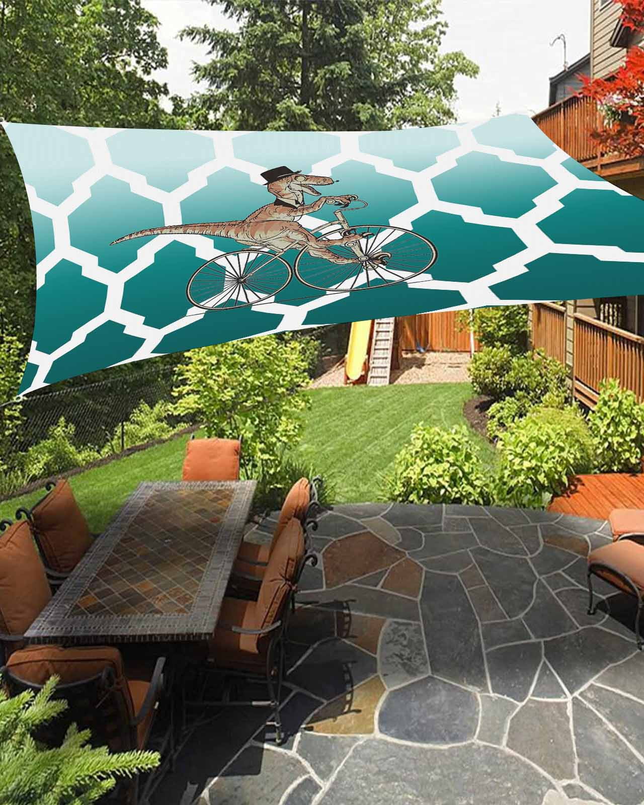 Sun Shade Sail 6.5x10Ft Dinosaur With Moroccan Texture Teal Gradient Uv ...
