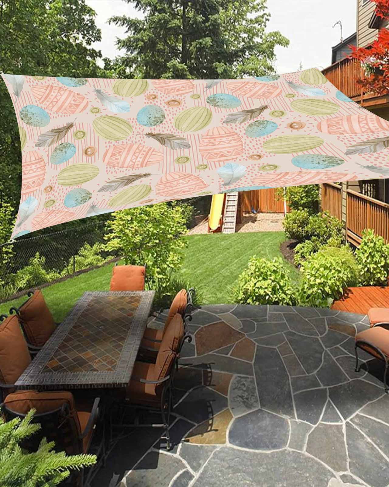 Sun Shade Sail 6.5x10Ft Easter Eggs Feather Retro Boho Uv Block ...