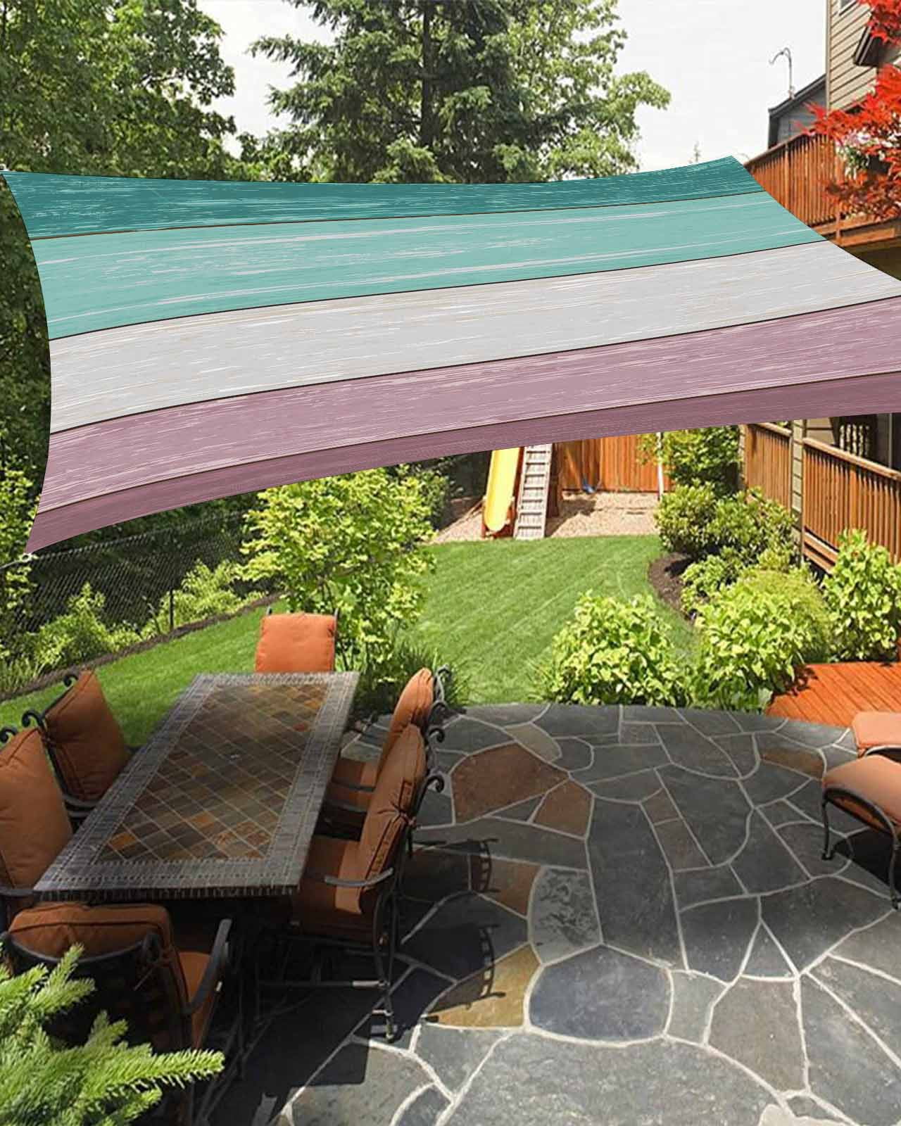 Sun Shade Sail 6.5x10Ft Green Pink Ombre Wood Grain Uv Block Sunshade ...