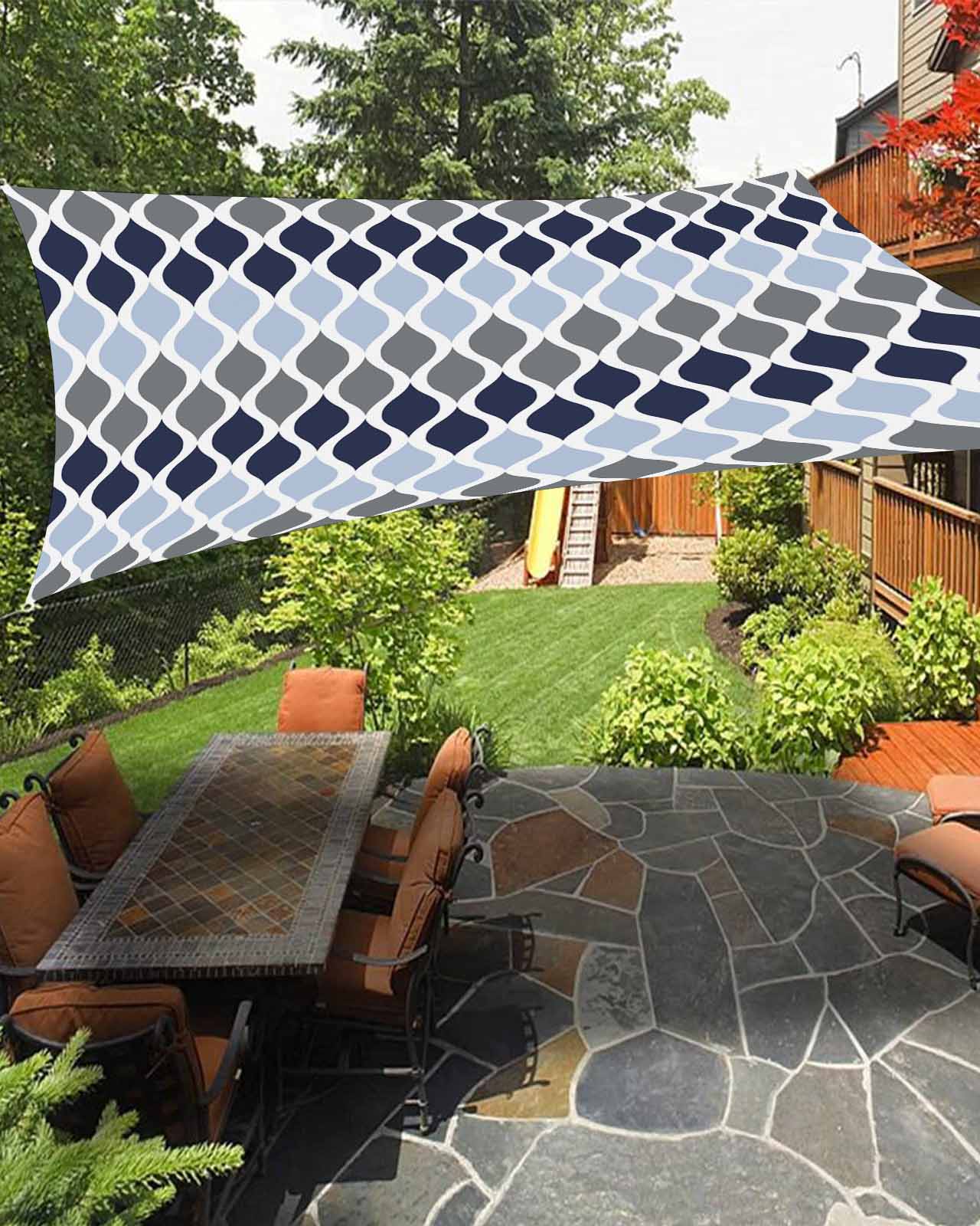 Sun Shade Sail 6.5x10Ft Navy Blue Gradient Vintage Morocco Texture Uv ...