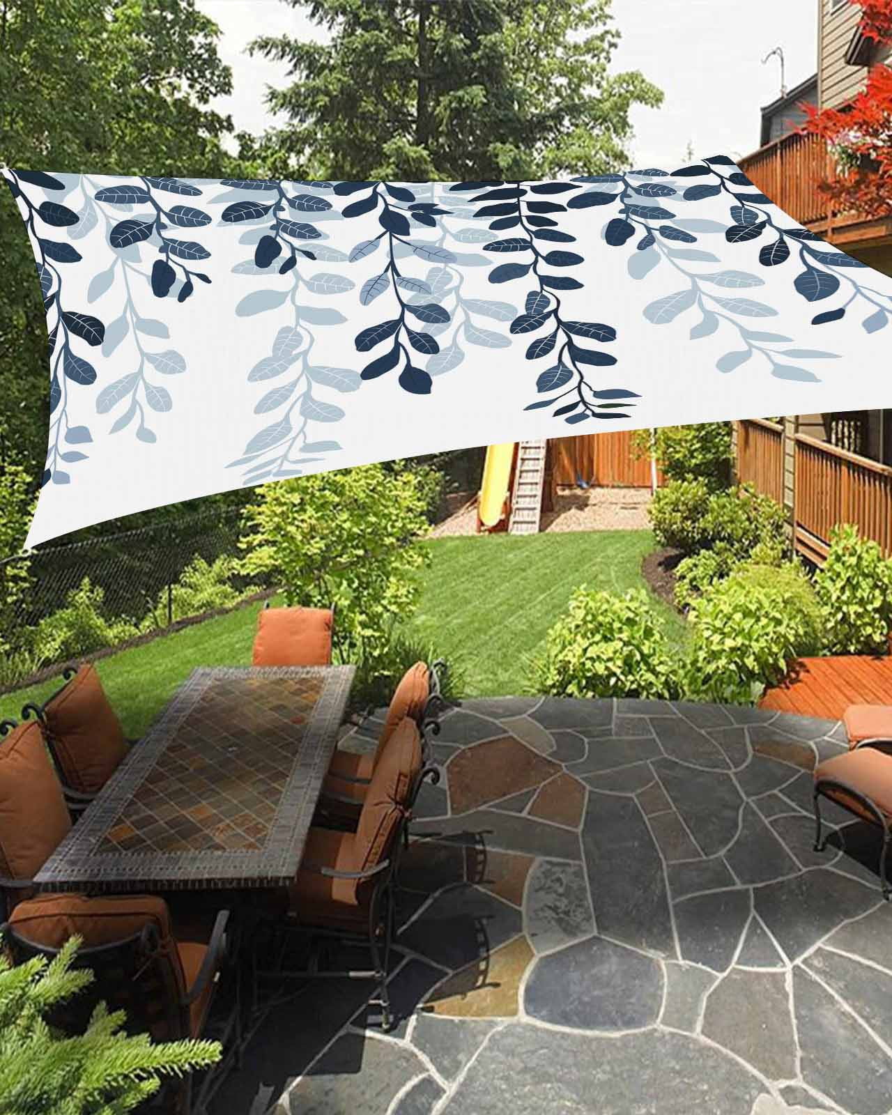 Sun Shade Sail 6.5x10Ft Plants Blue Leaves Farmhouse Style Gradient Uv ...