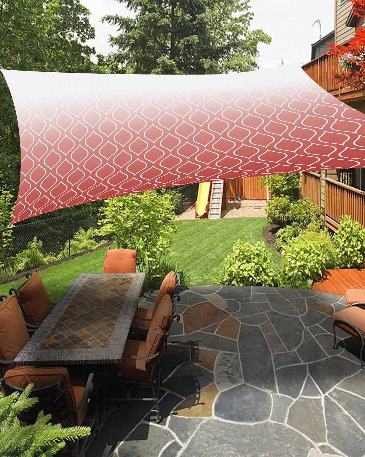 Sun Shade Sail 6.5x10Ft Red White Ombre Geometric Trellis Morrocan Uv ...