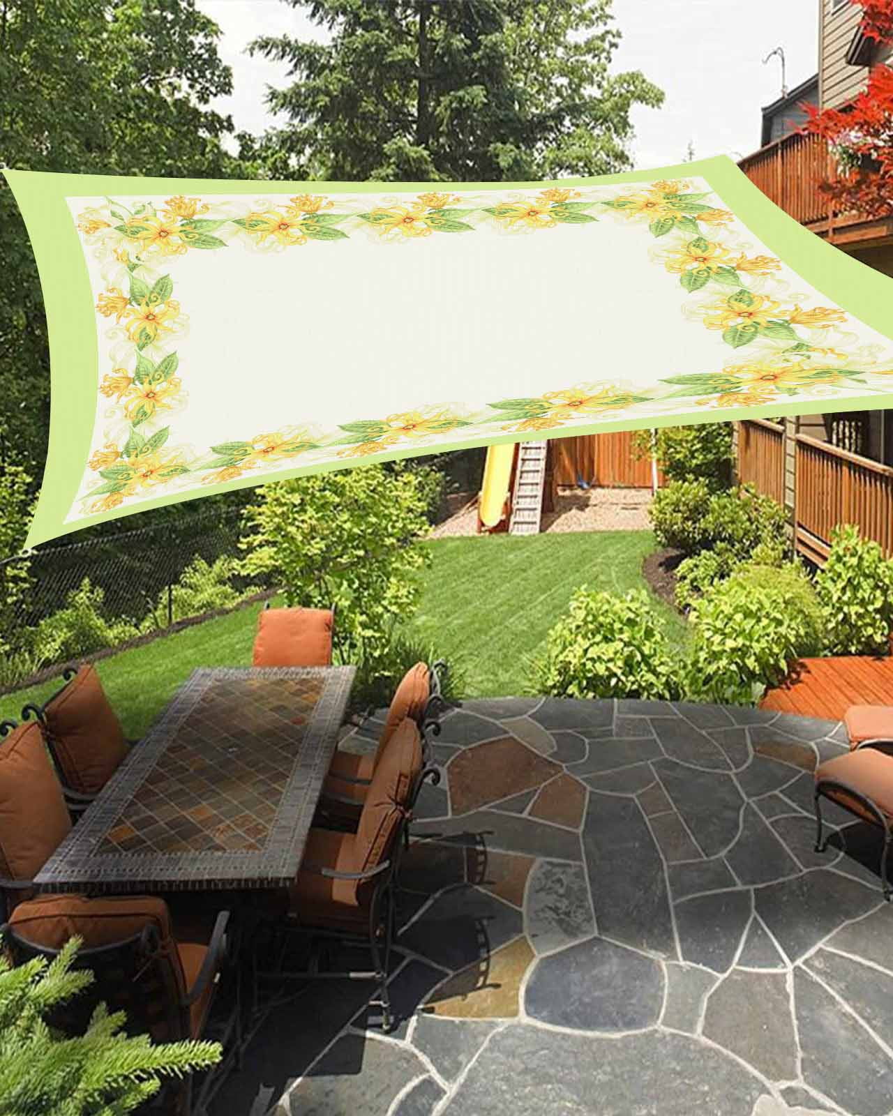 Sun Shade Sail 6.5x10Ft Rustic Ylang Flowers Green Border Uv Block ...