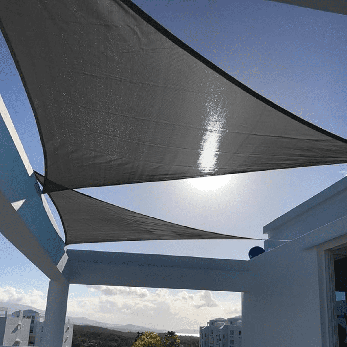 Sun Shade Sail 7'x12'x13.9' Triangle Graphite Grey UV Block Sunshade ...