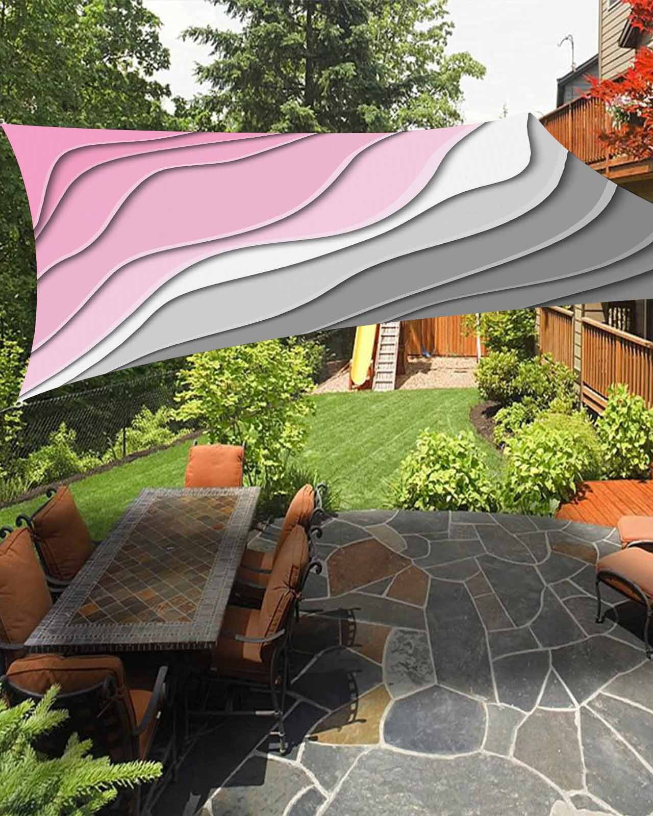 Sun Shade Sail 8x10Ft Abstract Beach Aesthetic Grey to Pink Gradient Uv ...