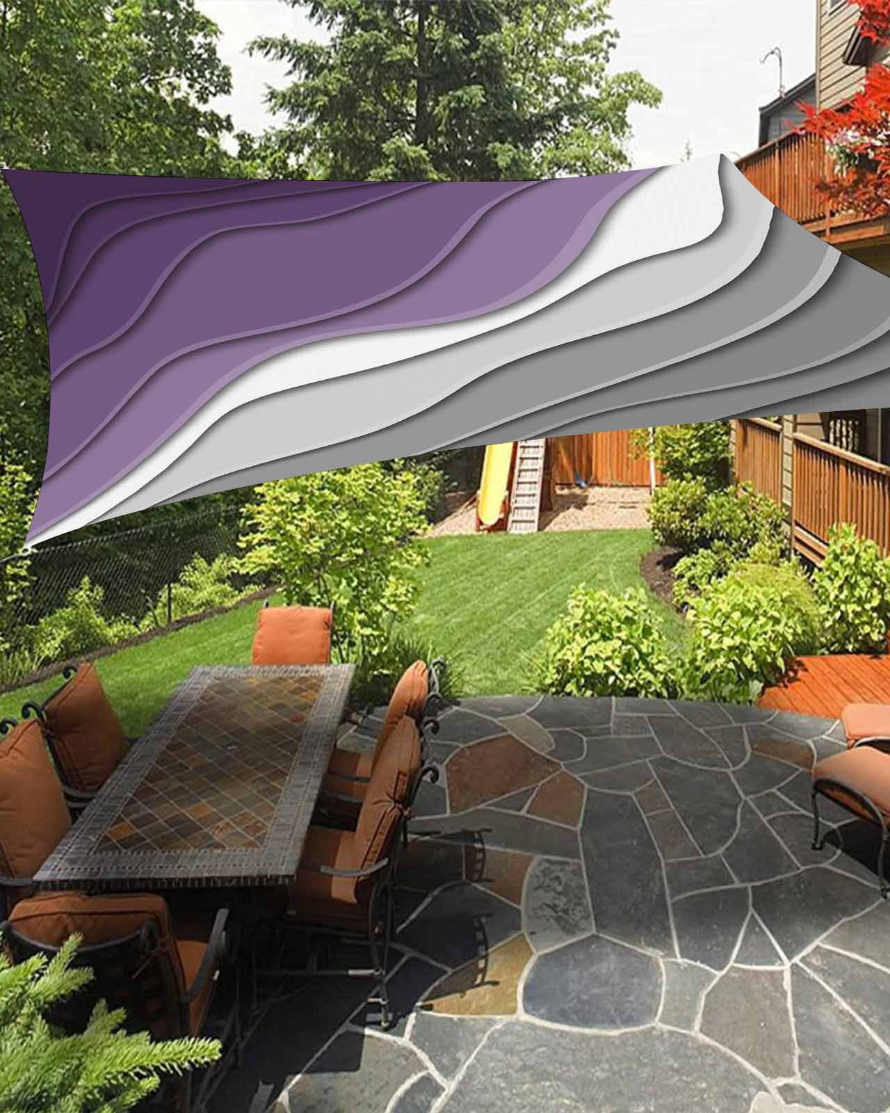 Sun Shade Sail 8x10Ft Abstract Beach Aesthetic Grey to Purple Gradient ...