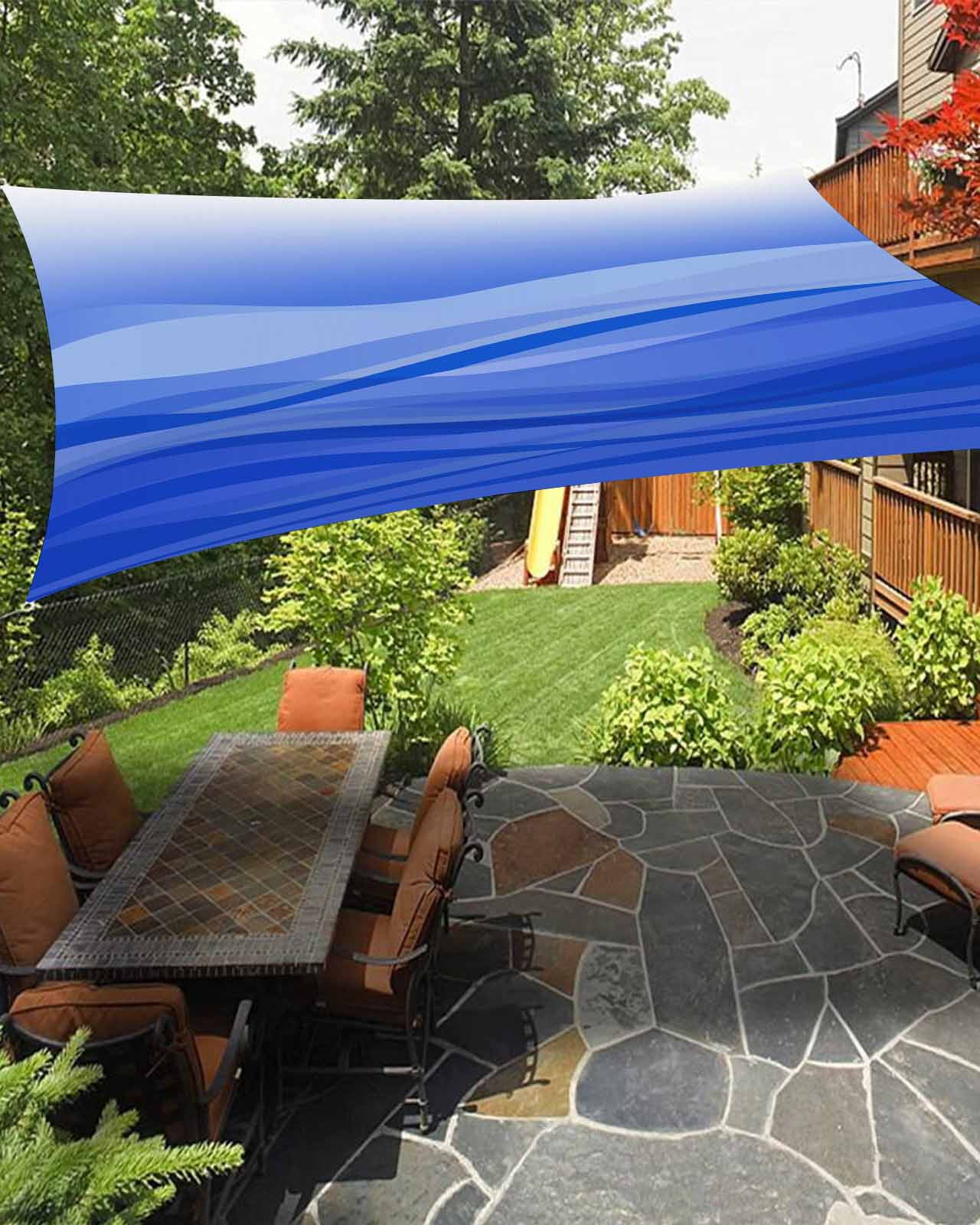 Sun Shade Sail 8x10Ft Blue Ombre Ocean Wave Gradient Uv Block Sunshade ...