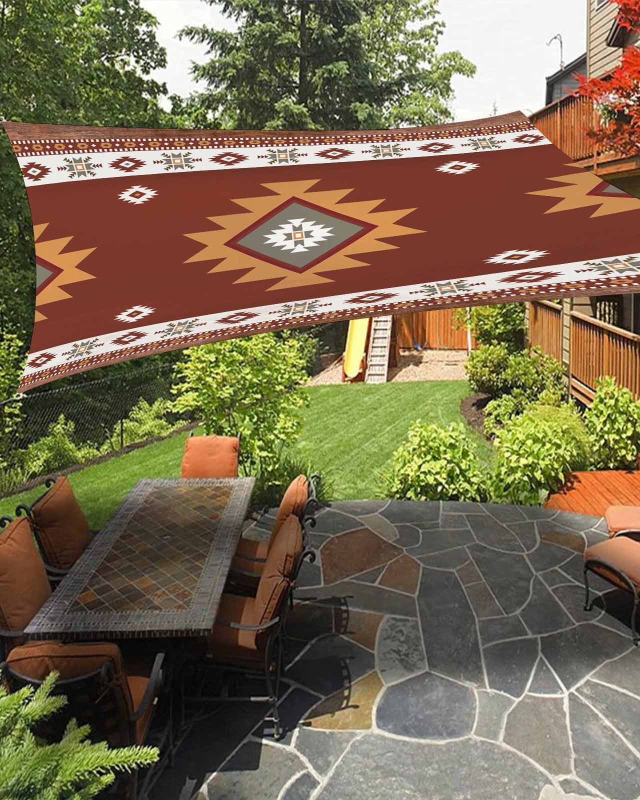 Sun Shade Sail 8x10Ft Bohemian Geometric Tribal Style Colorful Bold ...
