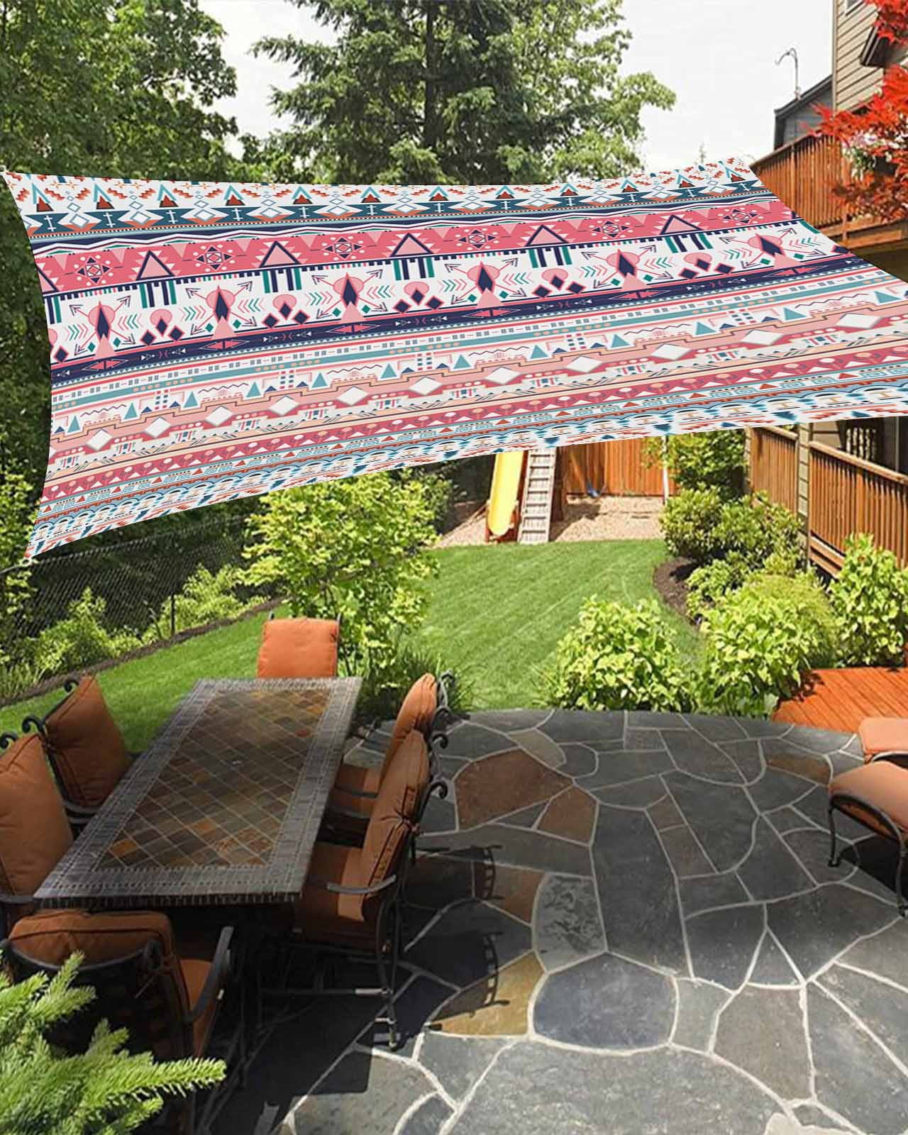 Sun Shade Sail 8x10Ft Bohemian Striped Traditonal Boho Uv Block ...