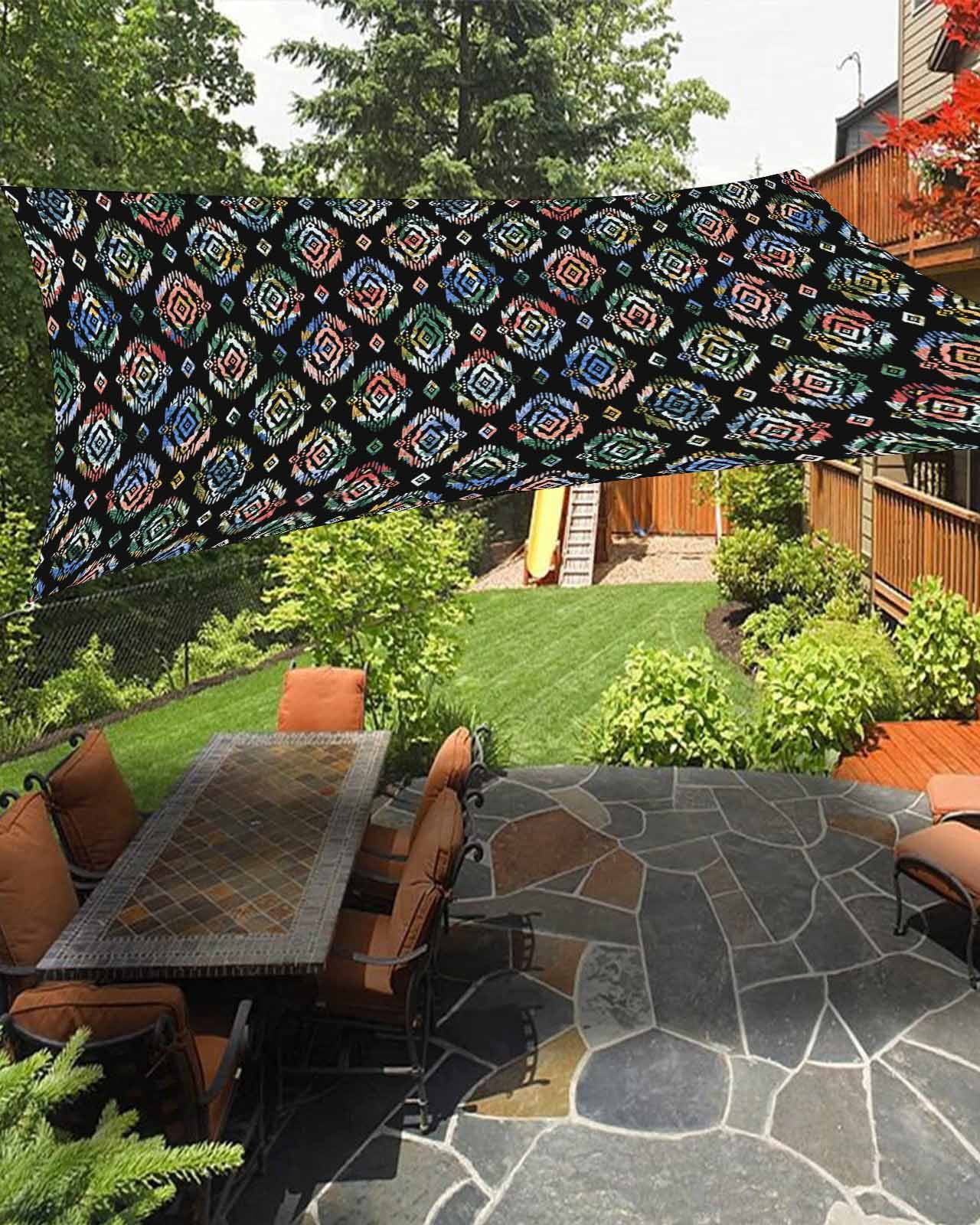 Sun Shade Sail 8x10Ft Boho Circle Abstract Geometric Lines Texture Uv ...