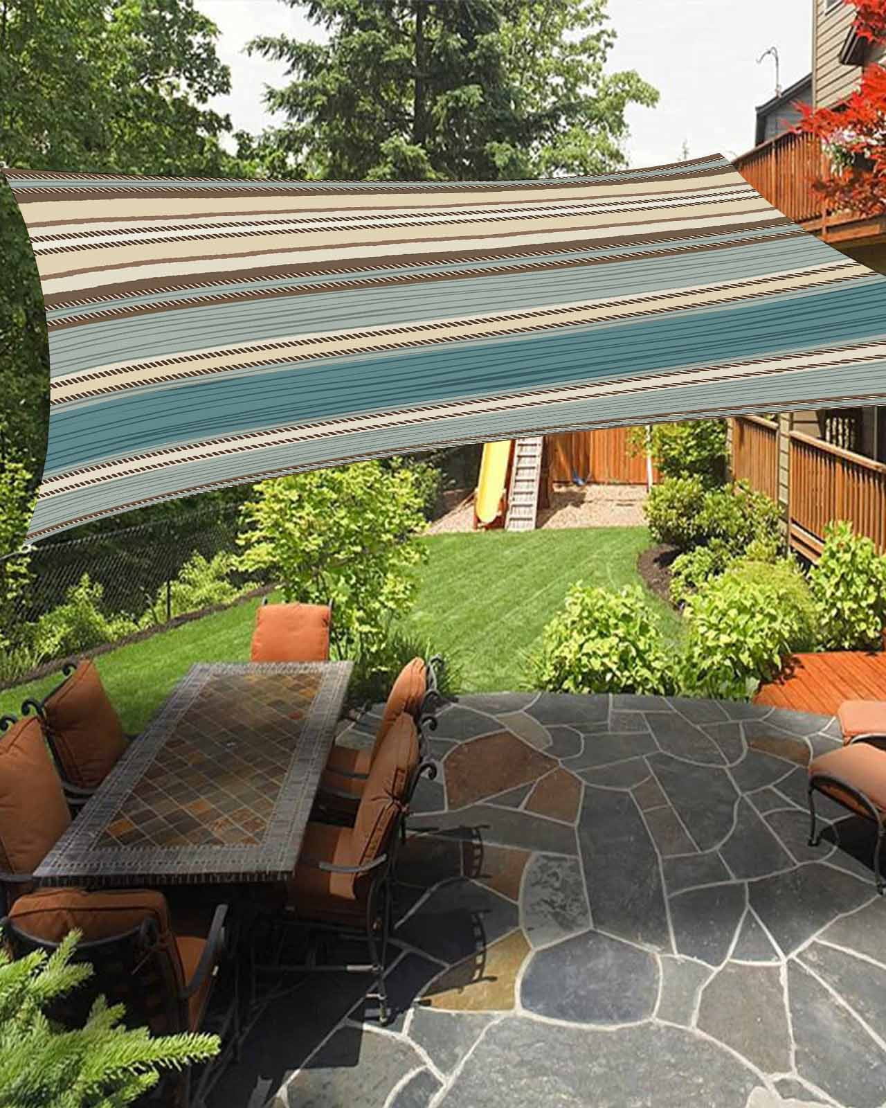 Sun Shade Sail 8x10Ft Boho Style Horizontal Stripe Uv Block Sunshade ...