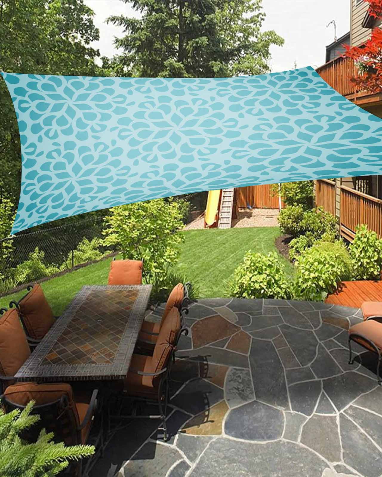 Sun Shade Sail 8x10Ft Floral Texture Blue Gradient Image Uv Block ...