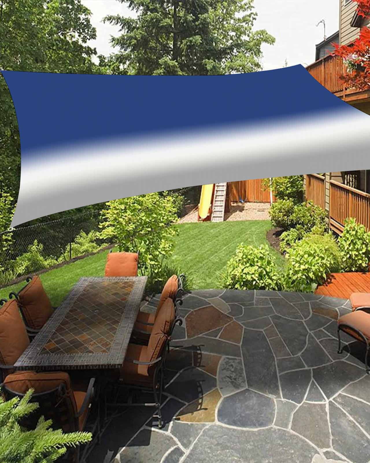 Sun Shade Sail 8x10Ft Gradient Color Navy to Greyish White Uv Block ...