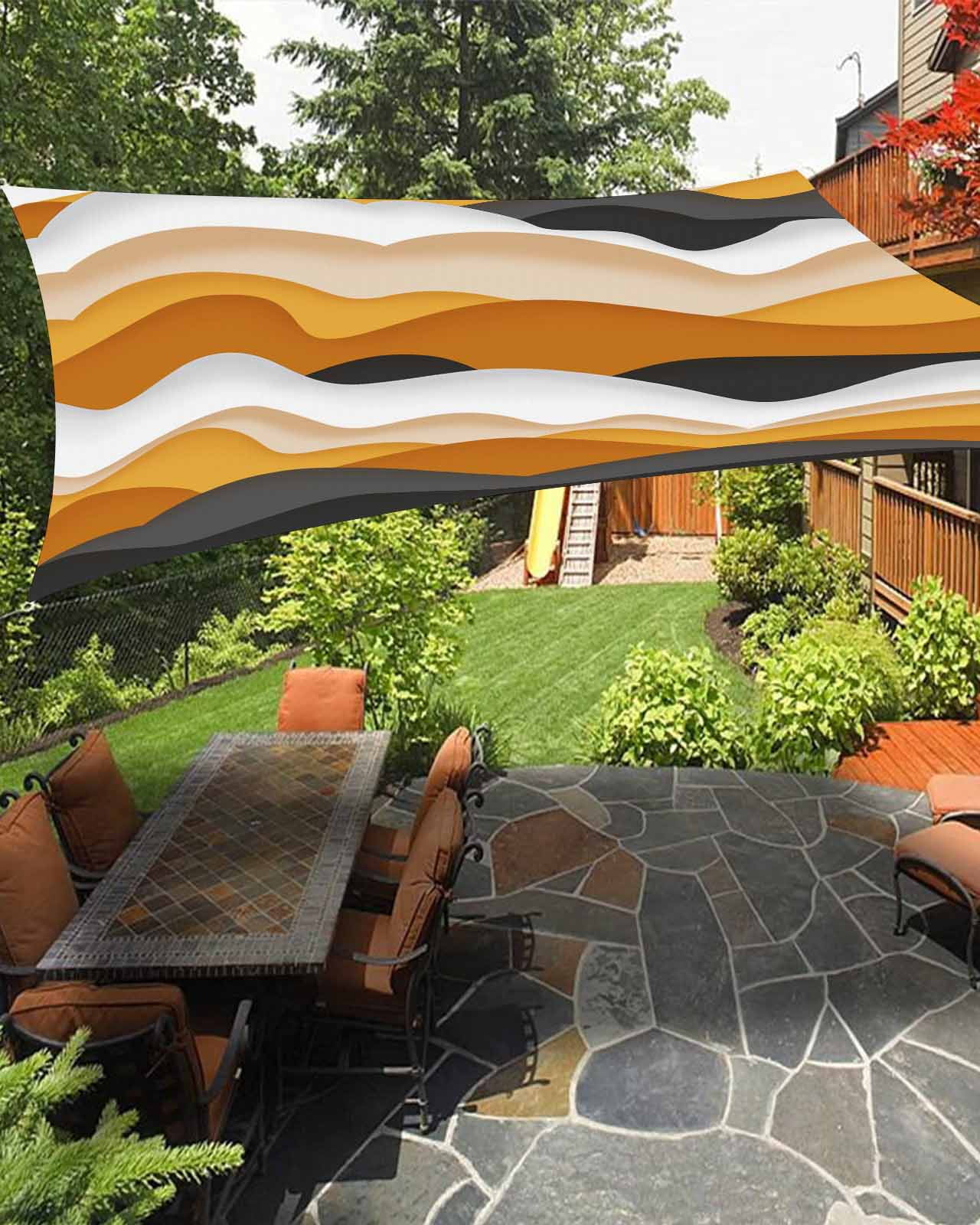 Sun Shade Sail 8x10Ft Gradient Ocean Waves Orange Gray Gradient Waves ...