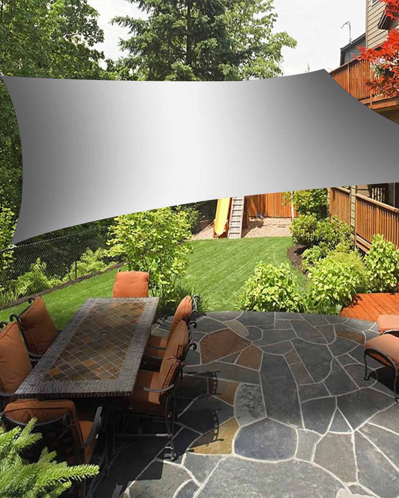 Sun Shade Sail 8x10Ft Grey and White Gradient Uv Block Sunshade Canopy ...