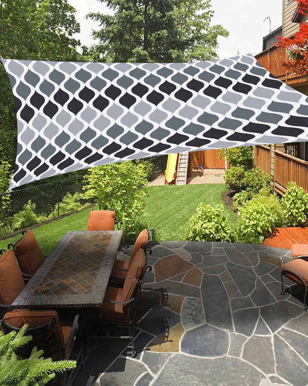 Sun Shade Sail 8x10Ft Moroccan Texture Wave Geometric Grey Gradient Uv ...