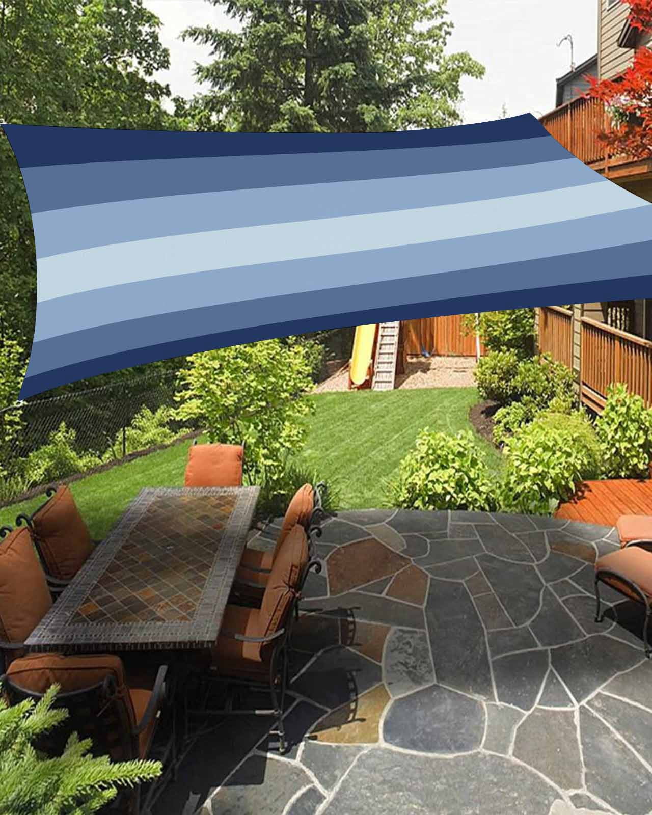 Sun Shade Sail 8x10Ft Navy Blue Ombre Stripe Uv Block Sunshade Canopy ...