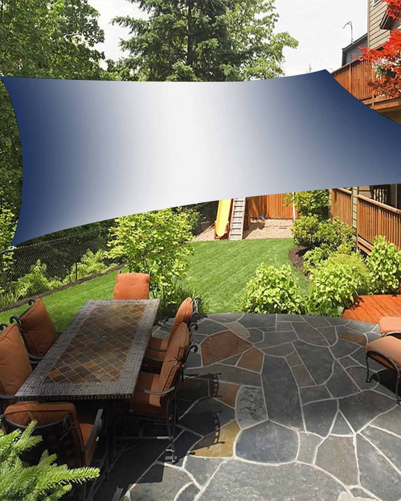 Sun Shade Sail 8x10Ft Navy Blue and White Gradient Uv Block Sunshade ...
