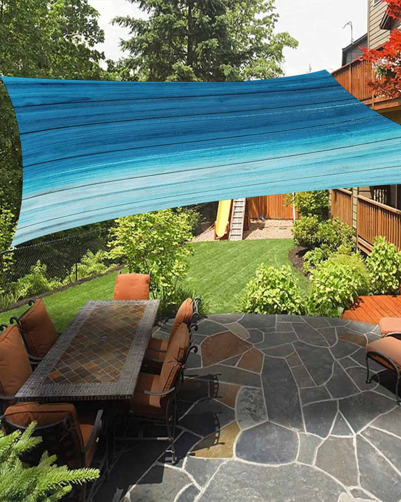 Sun Shade Sail 8x10Ft Ocean Plank Texture Blue Gradient Uv Block ...