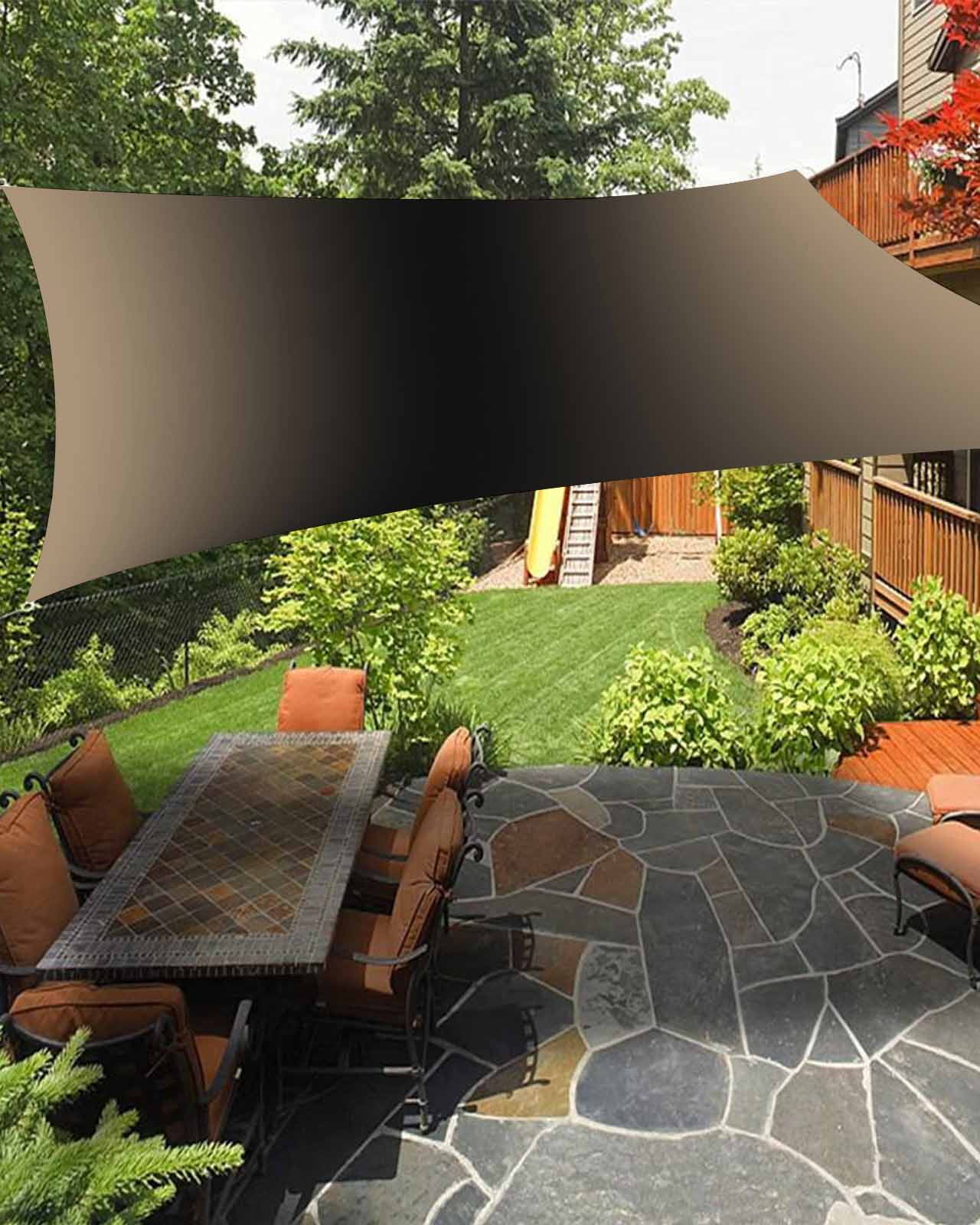 Sun Shade Sail 8x10Ft Ombre Abstract Gradient Khaki and Black Uv Block ...