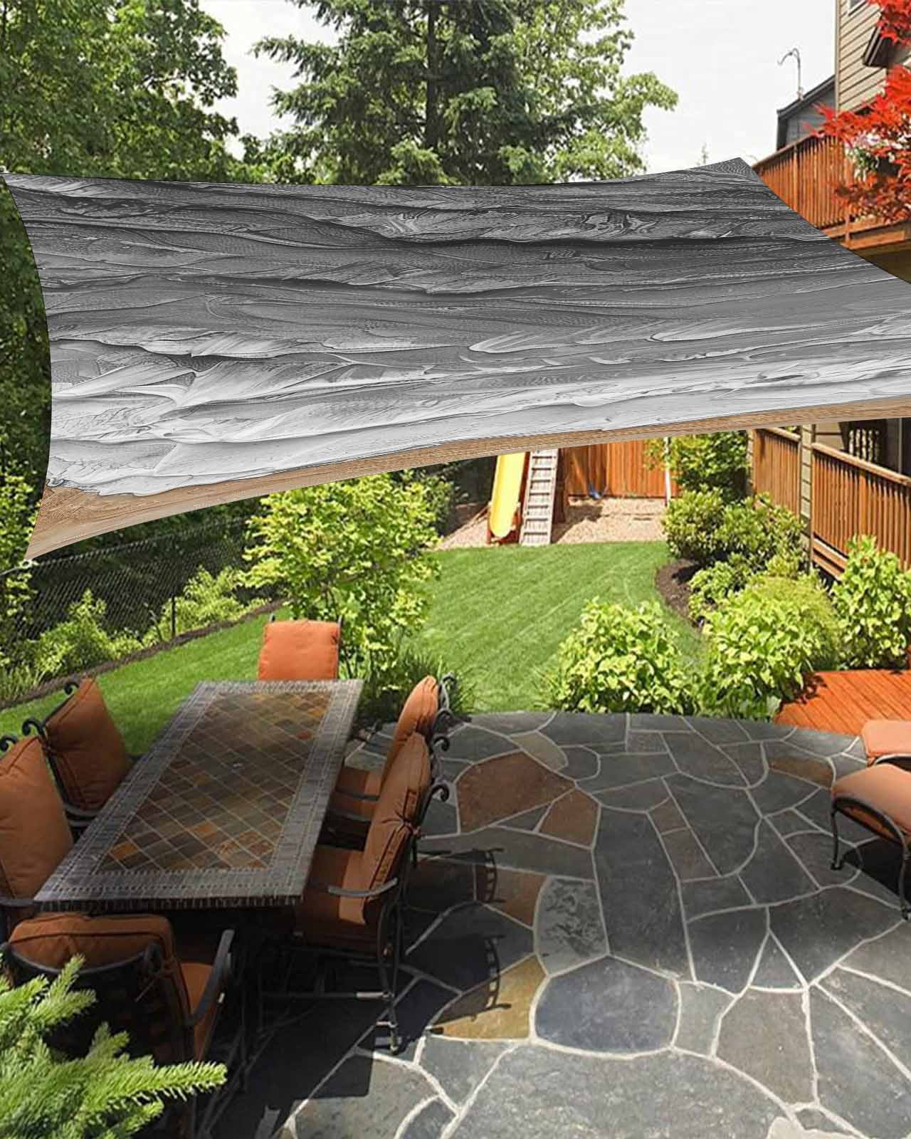 Sun Shade Sail 8x10Ft Ombre Gray Beach Wave Oil Painting Style Uv Block ...