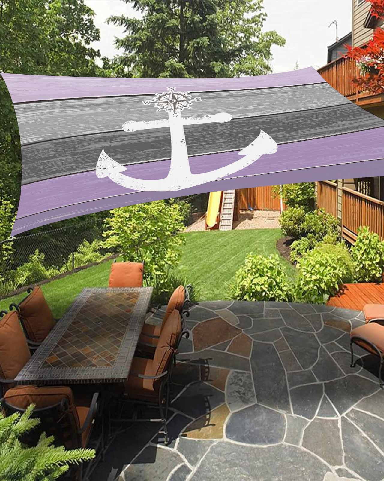 Sun Shade Sail 8x10Ft Purple and Grey Wood Grain Anchor Uv Block ...