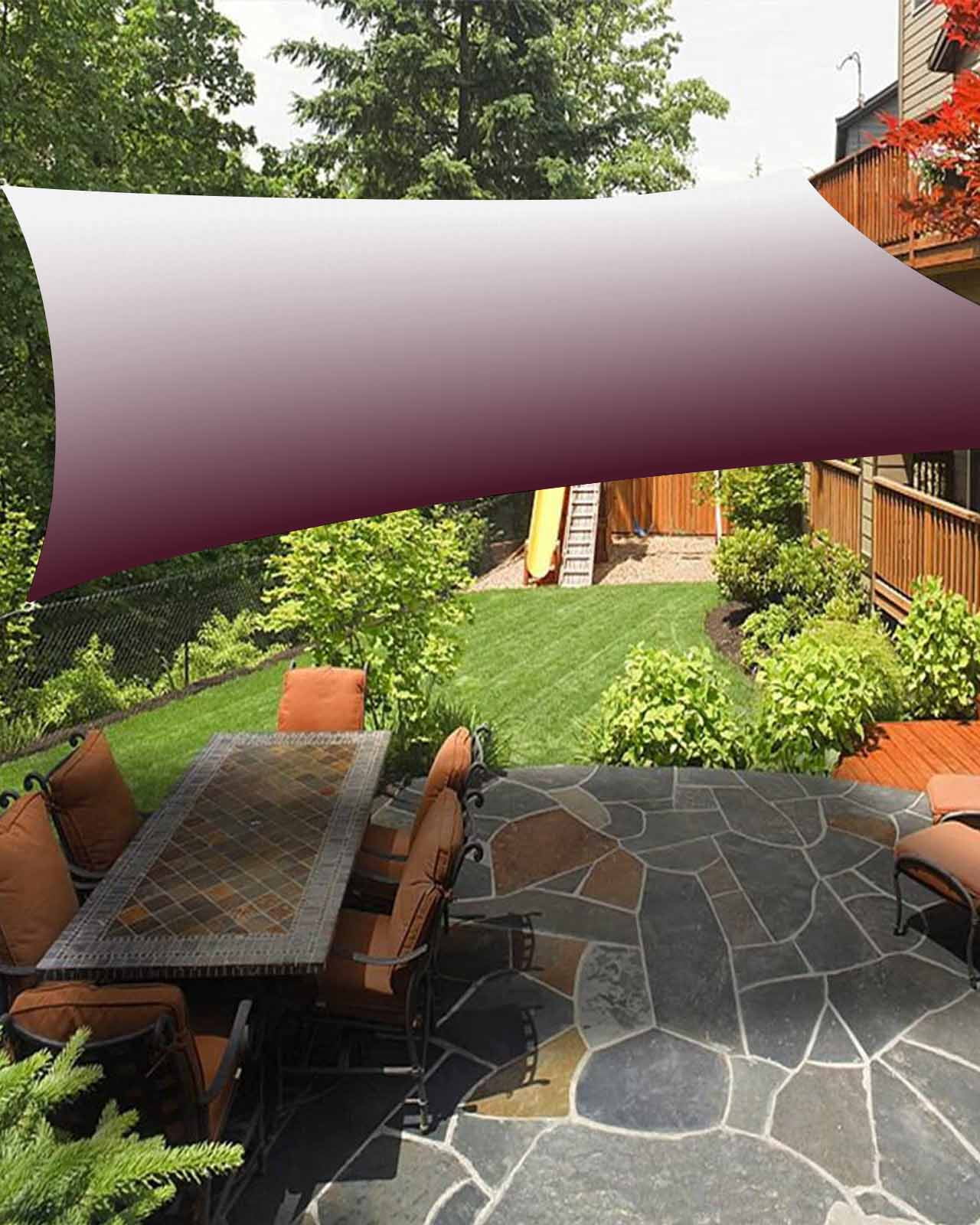 Sun Shade Sail 8x10Ft Romantic Burgundy Gradient Uv Block Sunshade ...