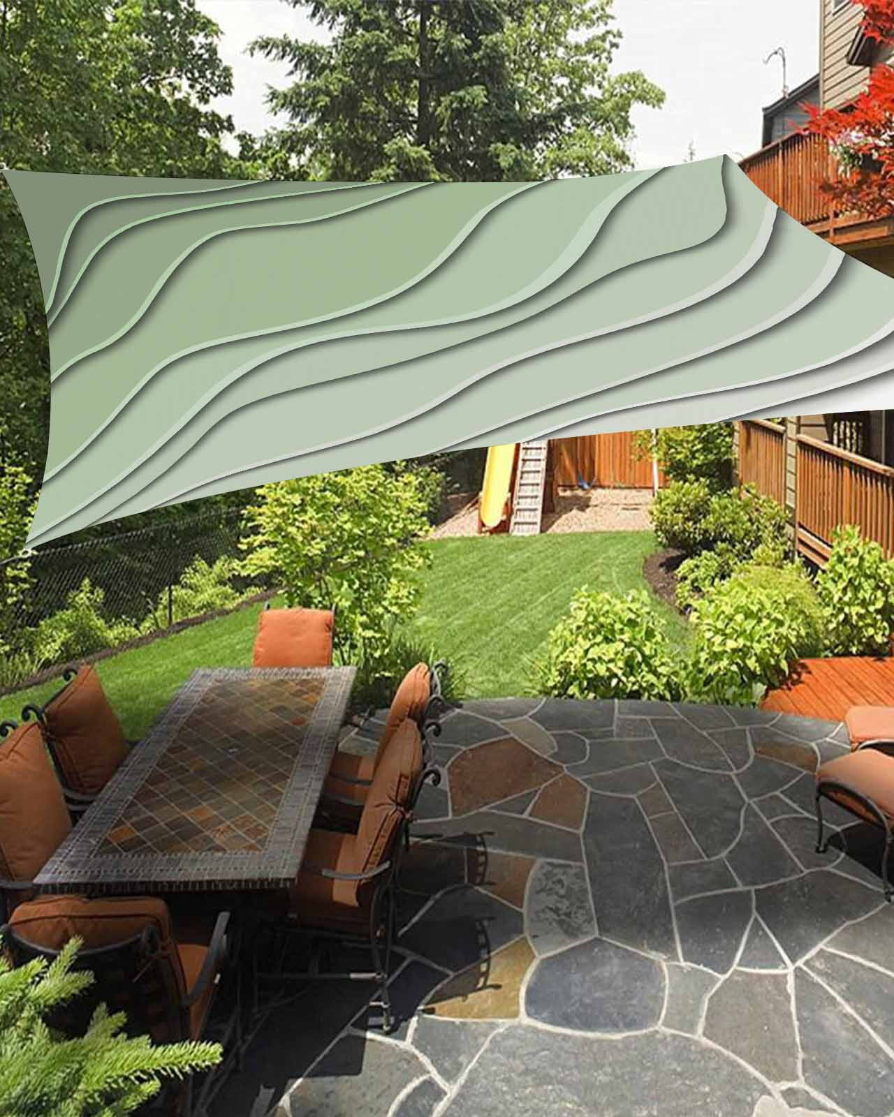 Sun Shade Sail 8x10Ft Sage Green Ombre Stripes Geometric Color Gradient ...