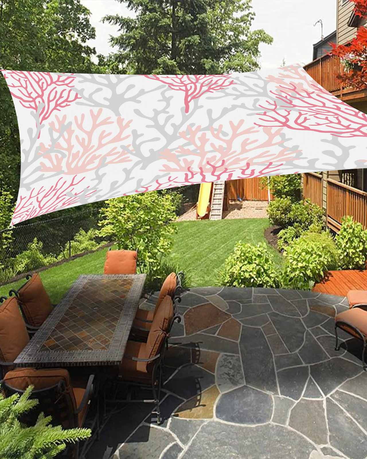 Sun Shade Sail 8x10Ft Summer Ocean Pink and Gray Coral Uv Block ...