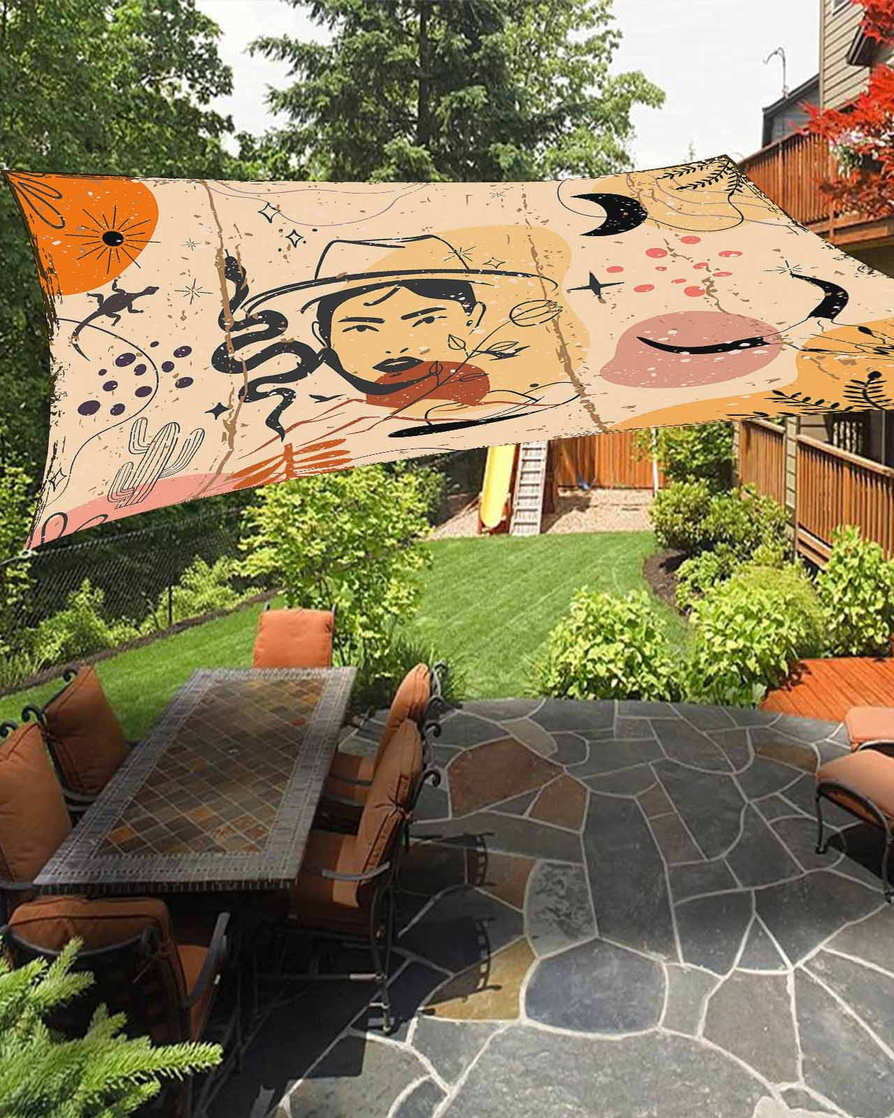 Sun Shade Sail 8x10Ft Western Cowboy Retro Bohemian Tropical Cactus Uv Block Sunshade Canopy ...