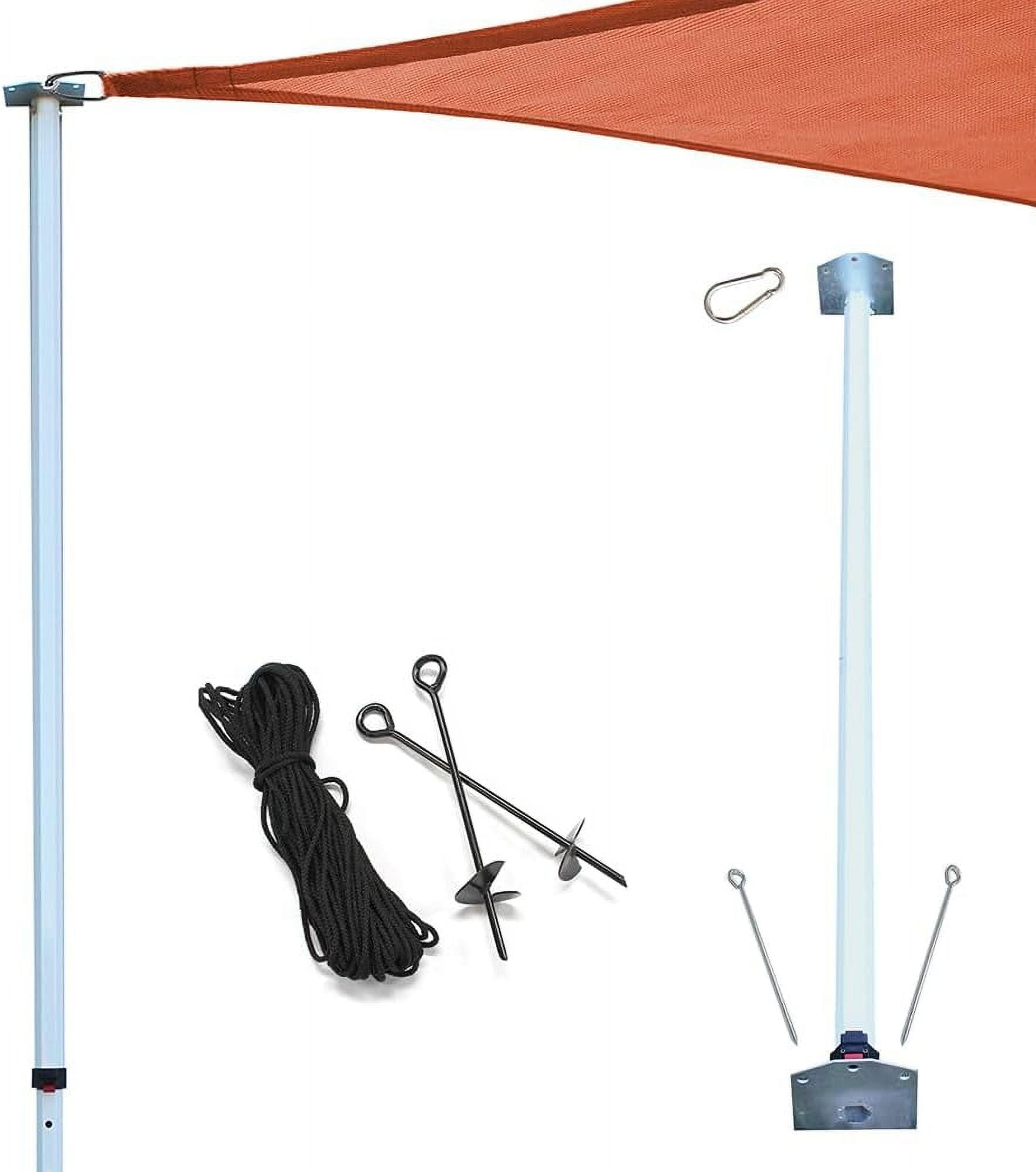 Sun Shade Sail 9-Feet Extension Pole Kit Contains Rope,Stakes Snapclips ...