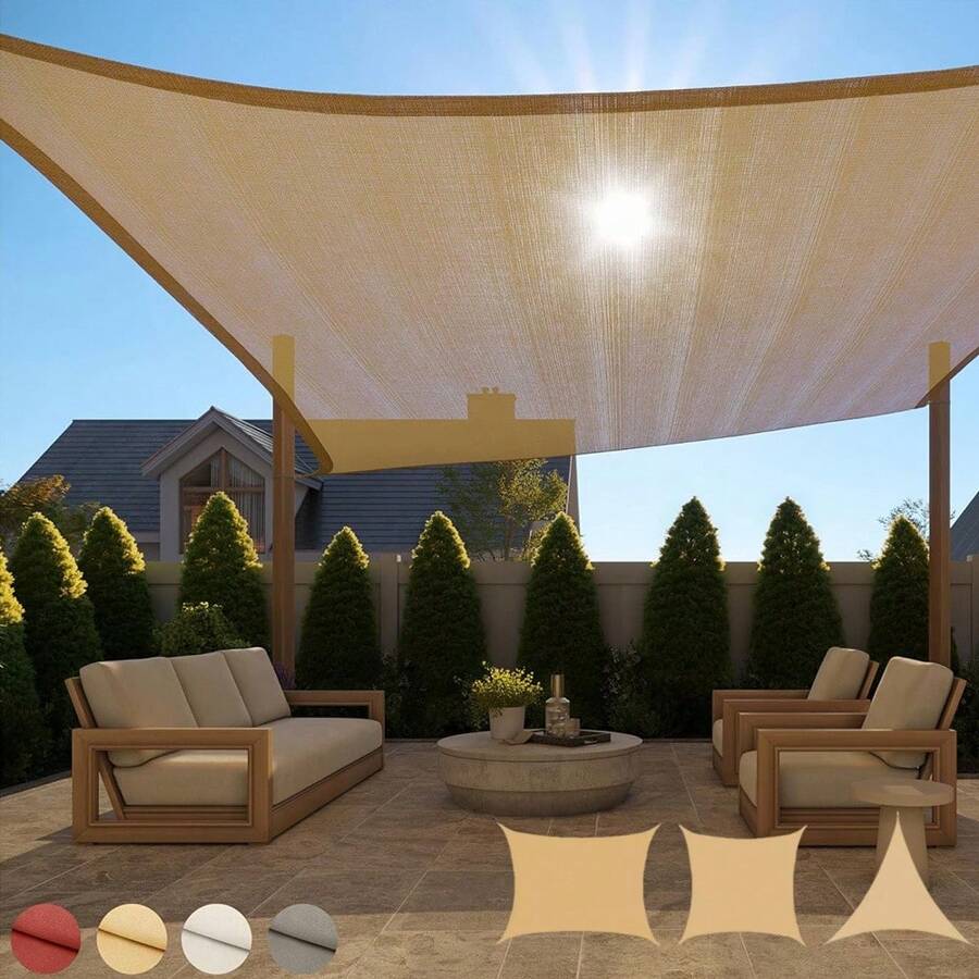 Sun Shade Sail Canopy UV Block Sunshade For Backyard Deck Outdoor Pool ...