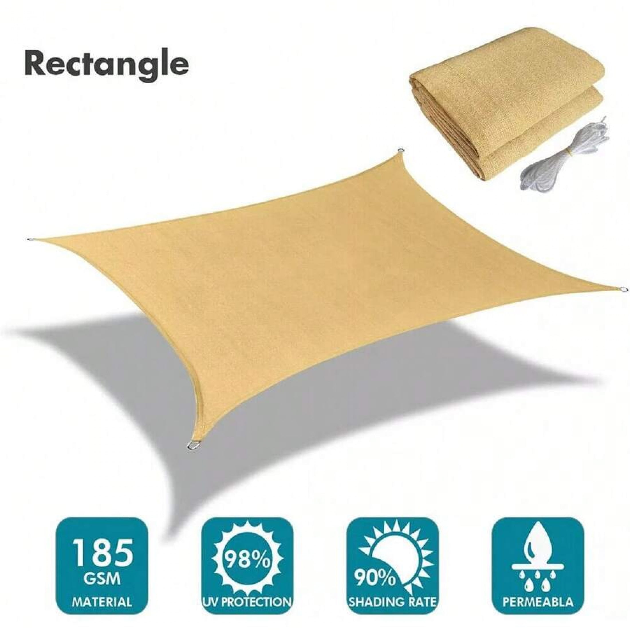 Sun Shade Sail Canopy UV Block Sunshade For Backyard Deck Outdoor Pool ...