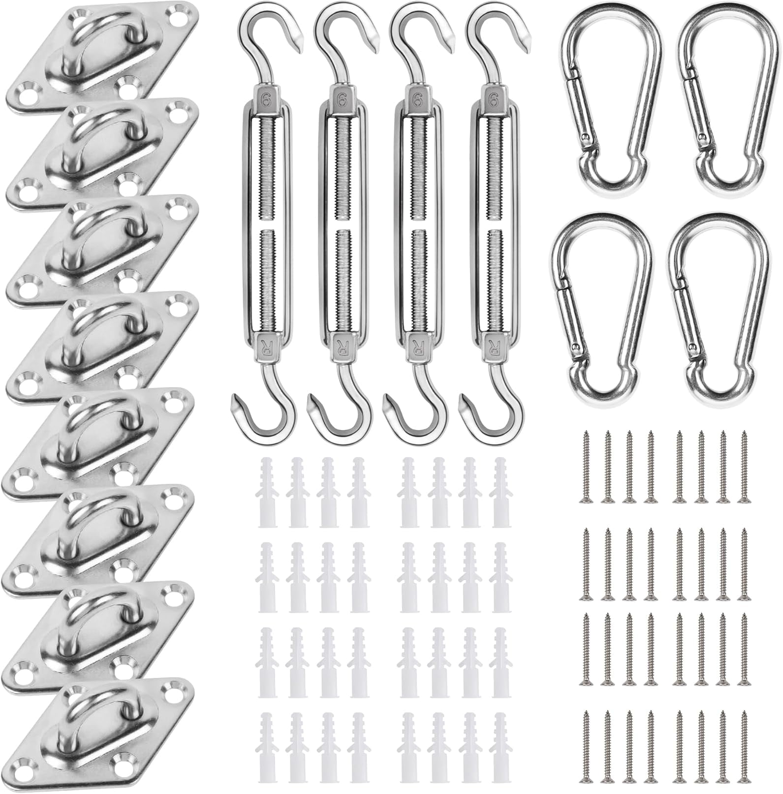 Sun Shade Sail Fixing Kit, 24 pcs Heavy Duty Stainless Steel Hardware ...