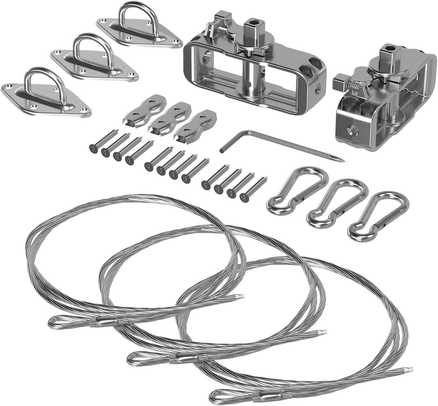 Sun Shade Sail Hardware Kit- 18' Ft (6'x3) Steel Tension Cable with ...