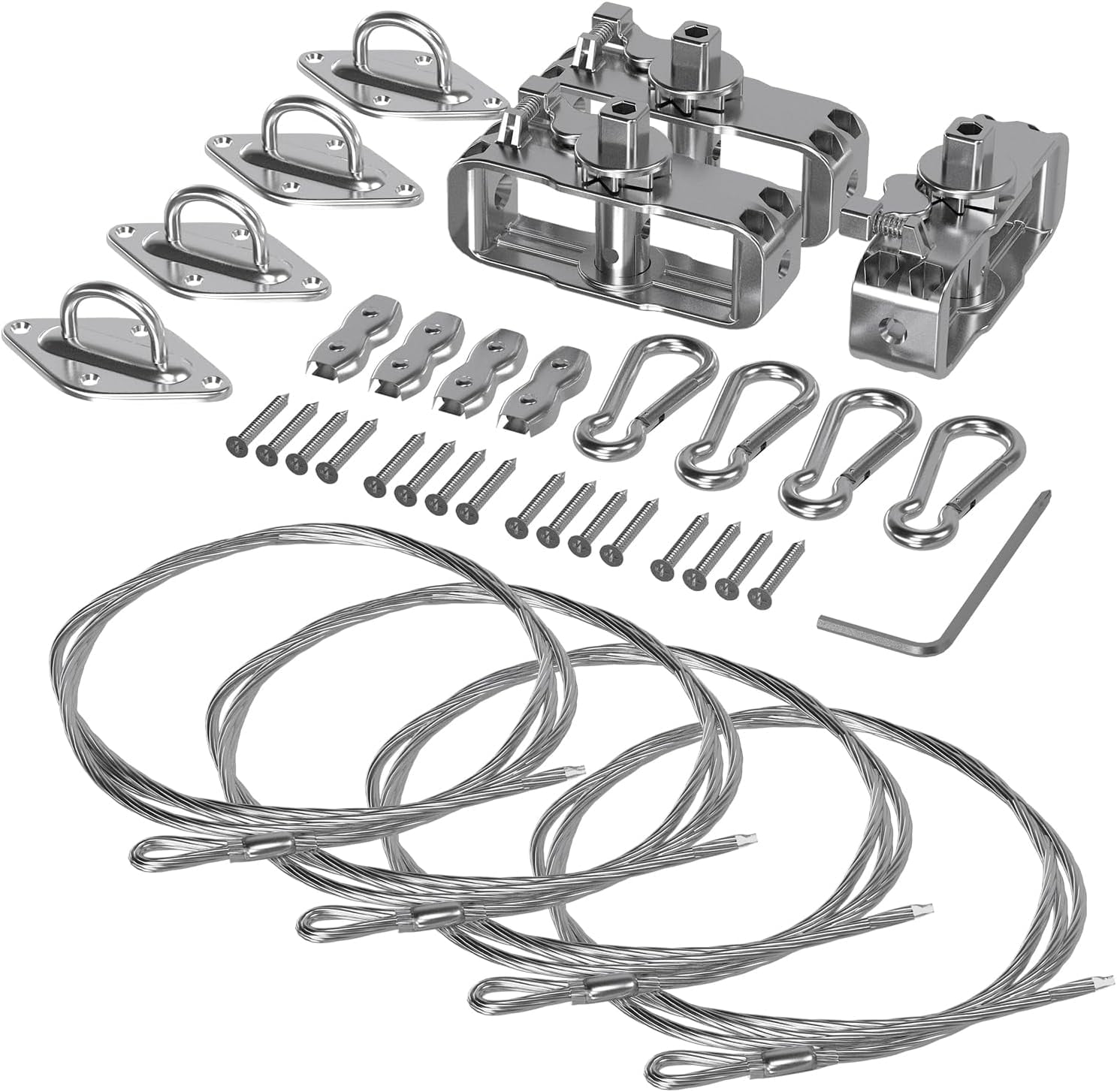 Sun Shade Sail Hardware Kit- 24' Ft (6'x4) Steel Tension Cable with ...