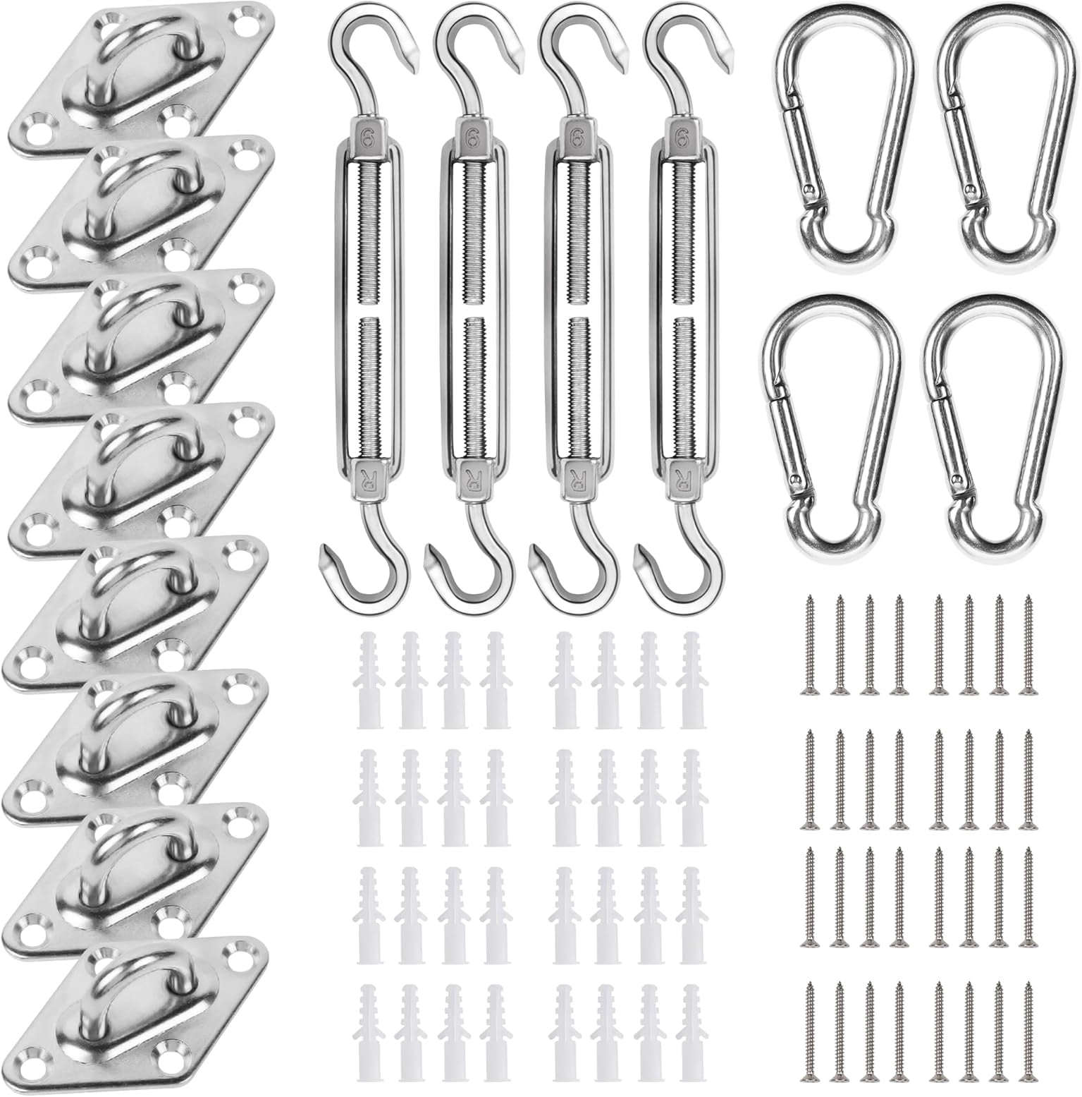 Sun Shade Sail Hardware Kit, 24 Pcs Awning Attachment Set, 6 inch Heavy ...