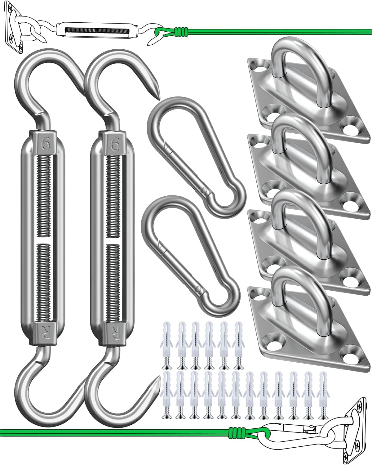 Sun Shade Sail Hardware Kit 6-8 inch 304 Stainless Steel for ...