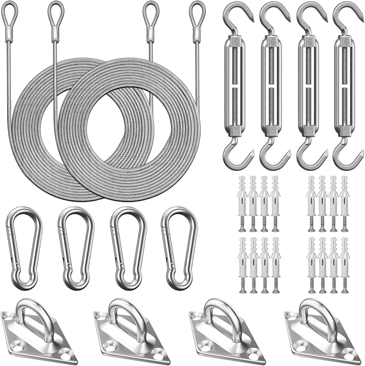 Sun Shade Sail Hardware Kit 6 Inch - 46 Pieces Set Stainless Steel Sun ...